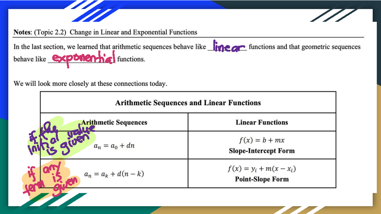 Lesson 2: Analyzing Linear and Exponential Functions - Studocu