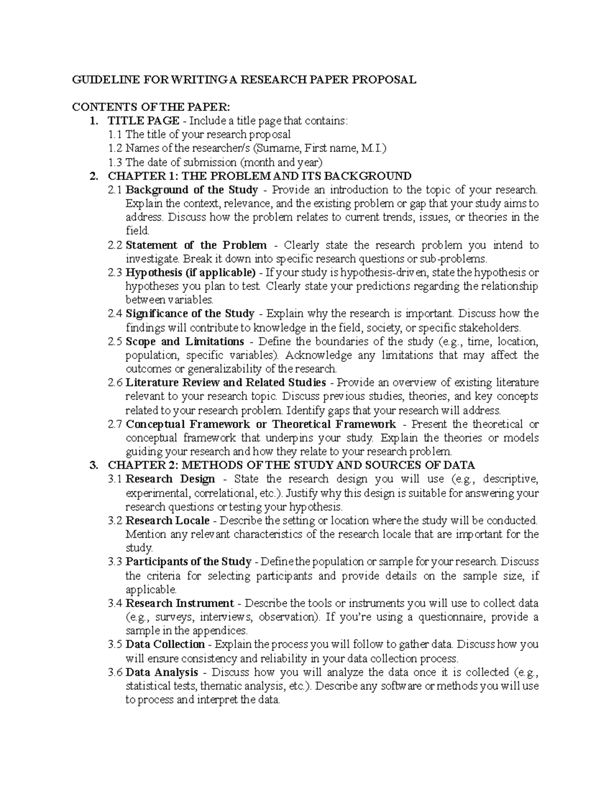 GUIDELINE FOR WRITING A RESEARCH PAPER PROPOSAL (RSP 101) - Studocu