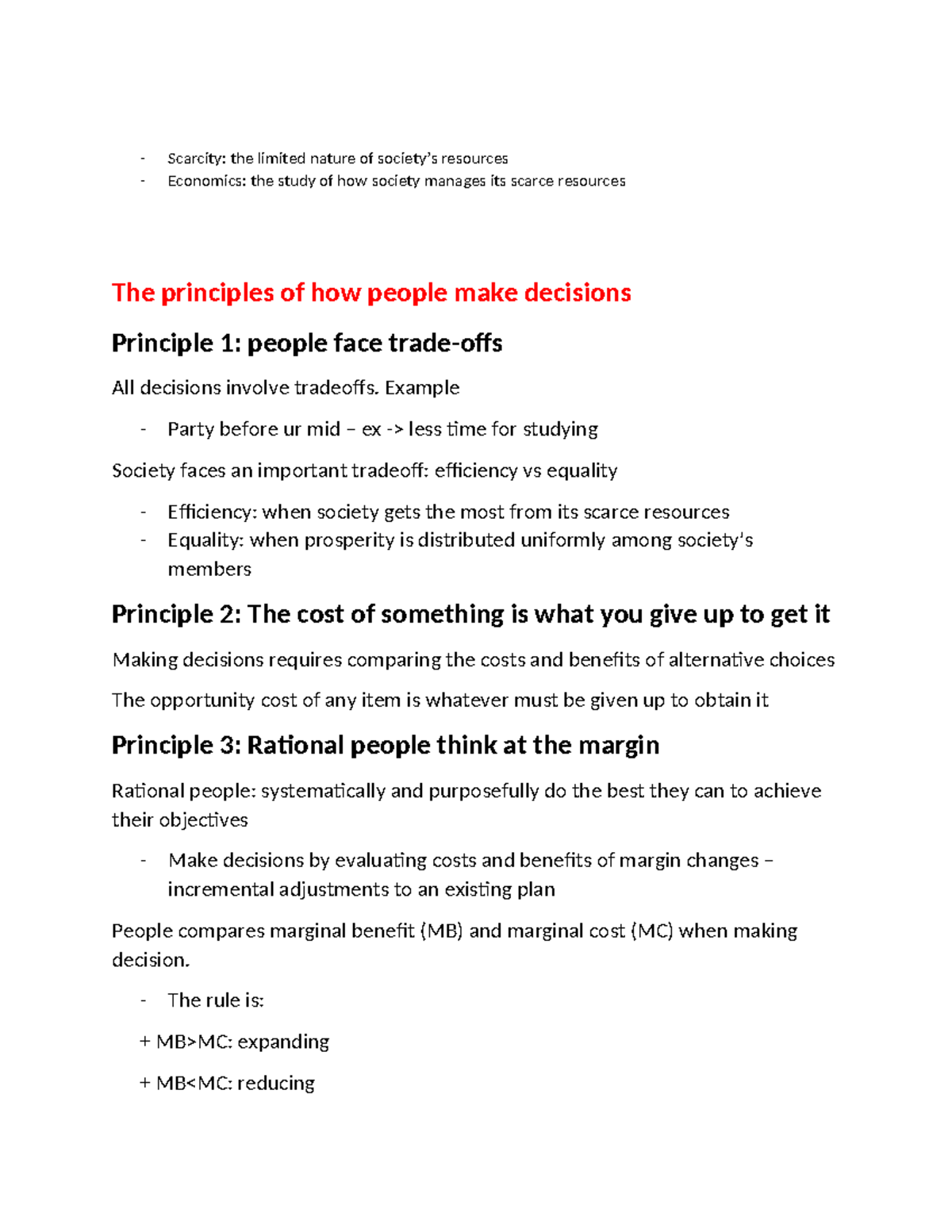 Kte vi mo - Microeconomics 1: Chapter 1 - Scarcity & Decision Making ...