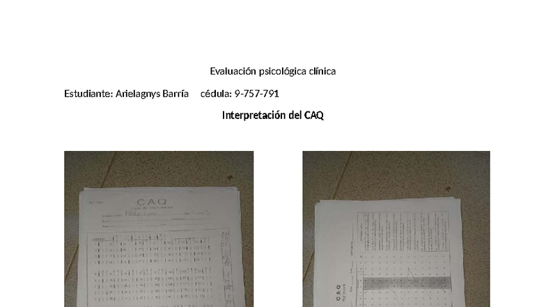 CAQ Arielagnys - CASO PRACTICO DE UNA APLICACION DEL TEST PSICOLOGICO ...