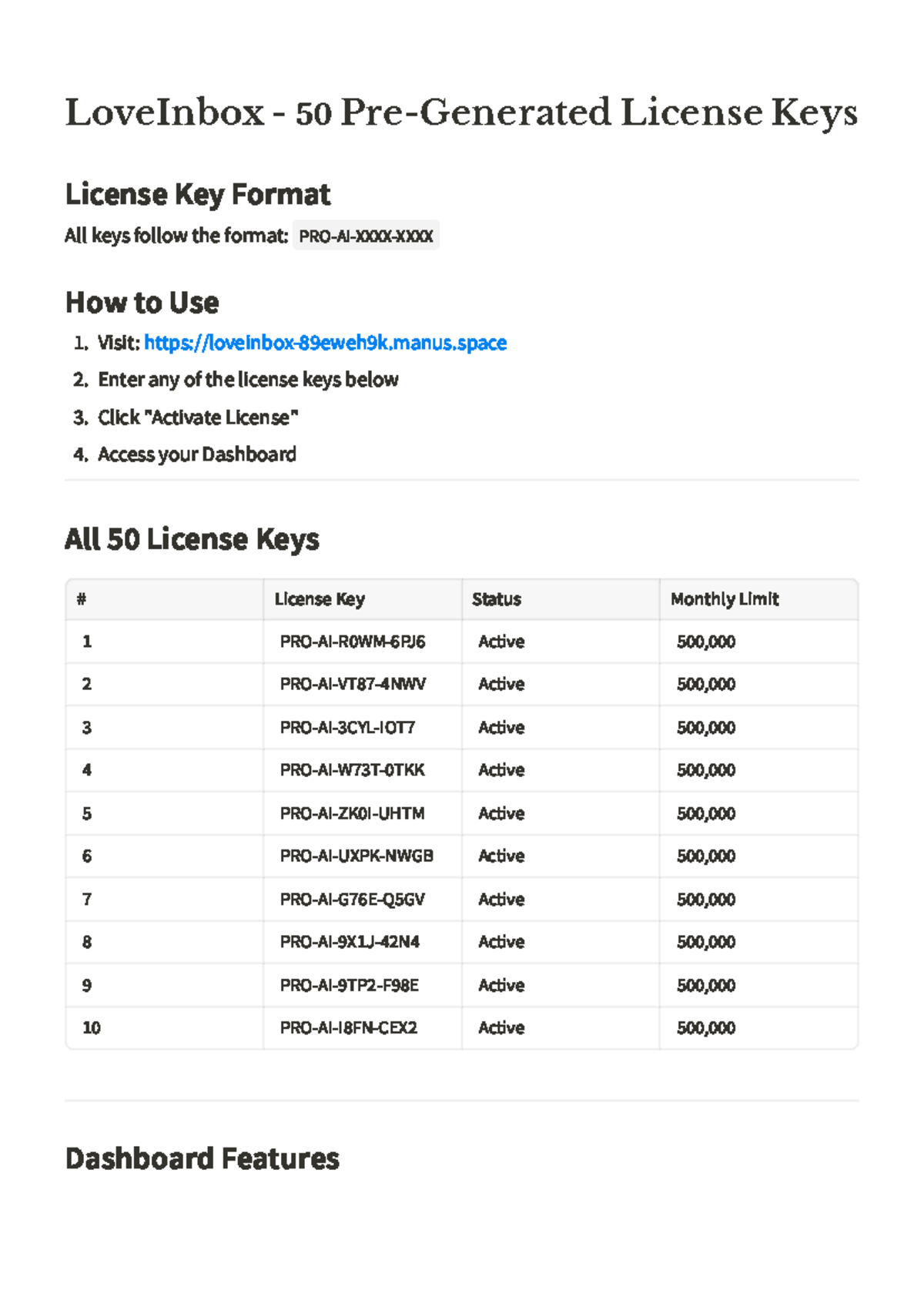 LoveInbox 50 License Keys Guide and Usage Instructions - Studocu