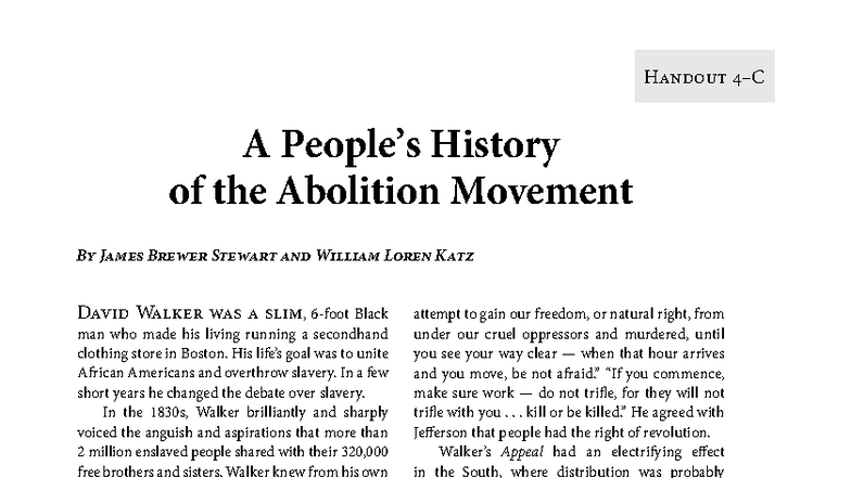 Abolition Movement Overview: Key Figures and Events - Studocu