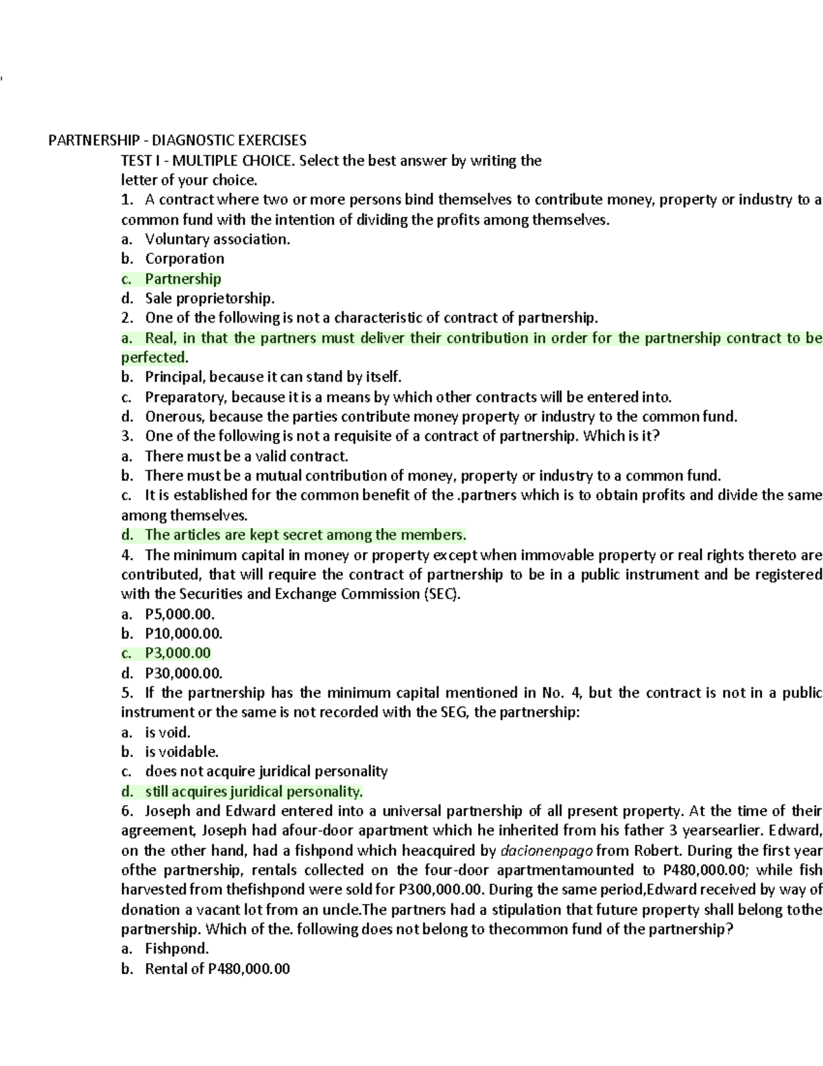 Partnership Diagnostic Exercises 1 - ' PARTNERSHIP - DIAGNOSTIC ...