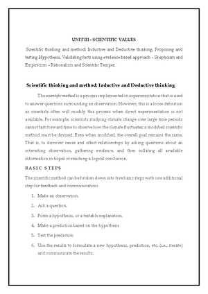 UNIT I-HVE-NEW - Notes - UNIT I DEMOCRATIC VALUES Understanding ...