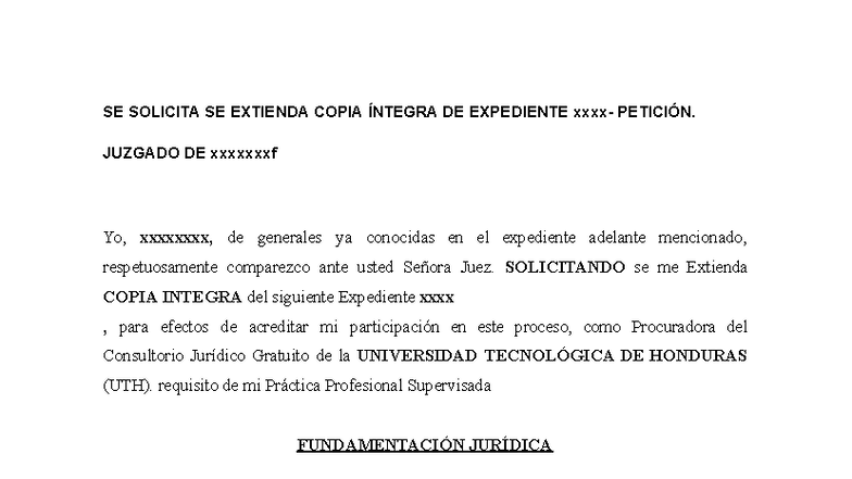 Solicitud de Copia Íntegra de Expediente - Juzgado de Paz - Studocu