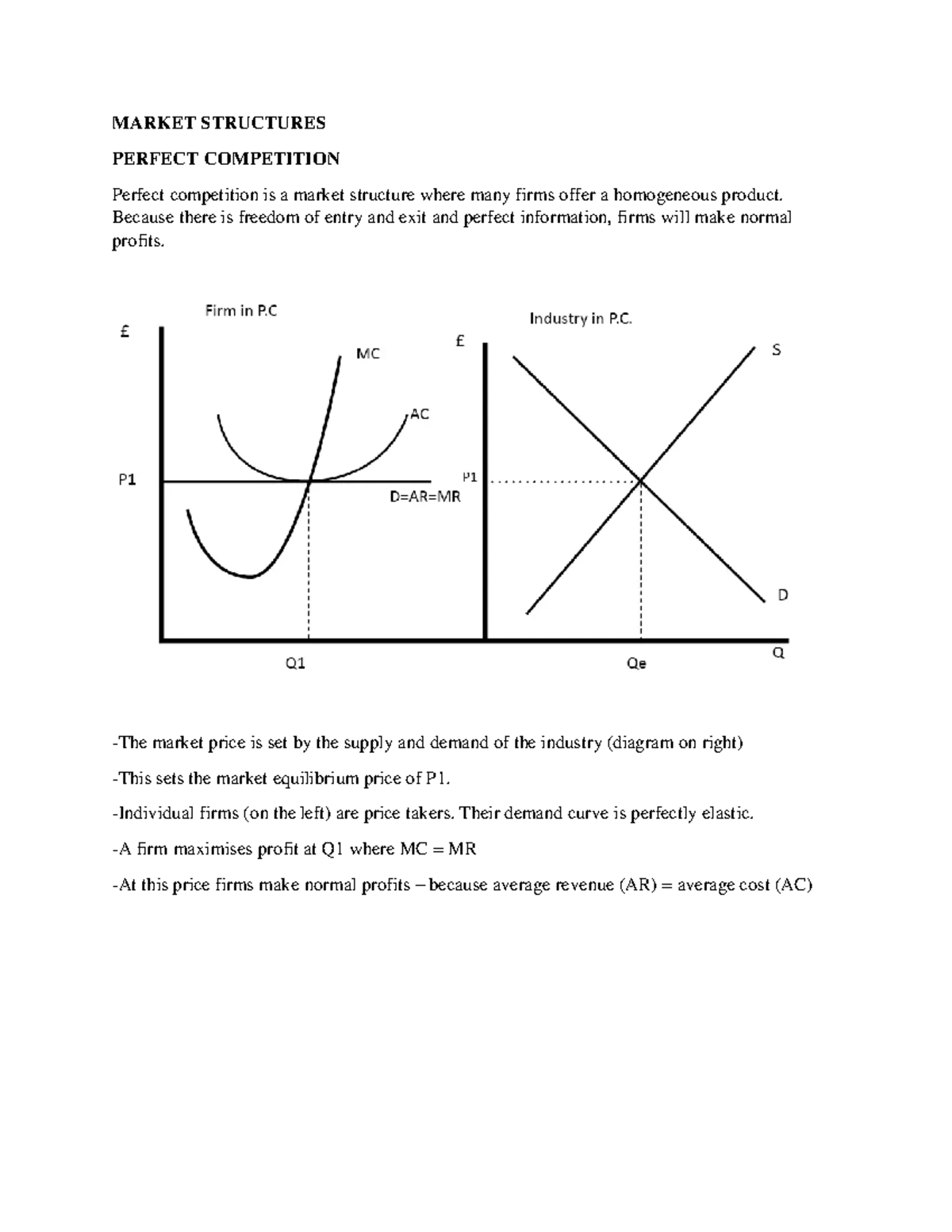 Graphs for Market Structures: Perfect & Monopolistic Competition - Studocu