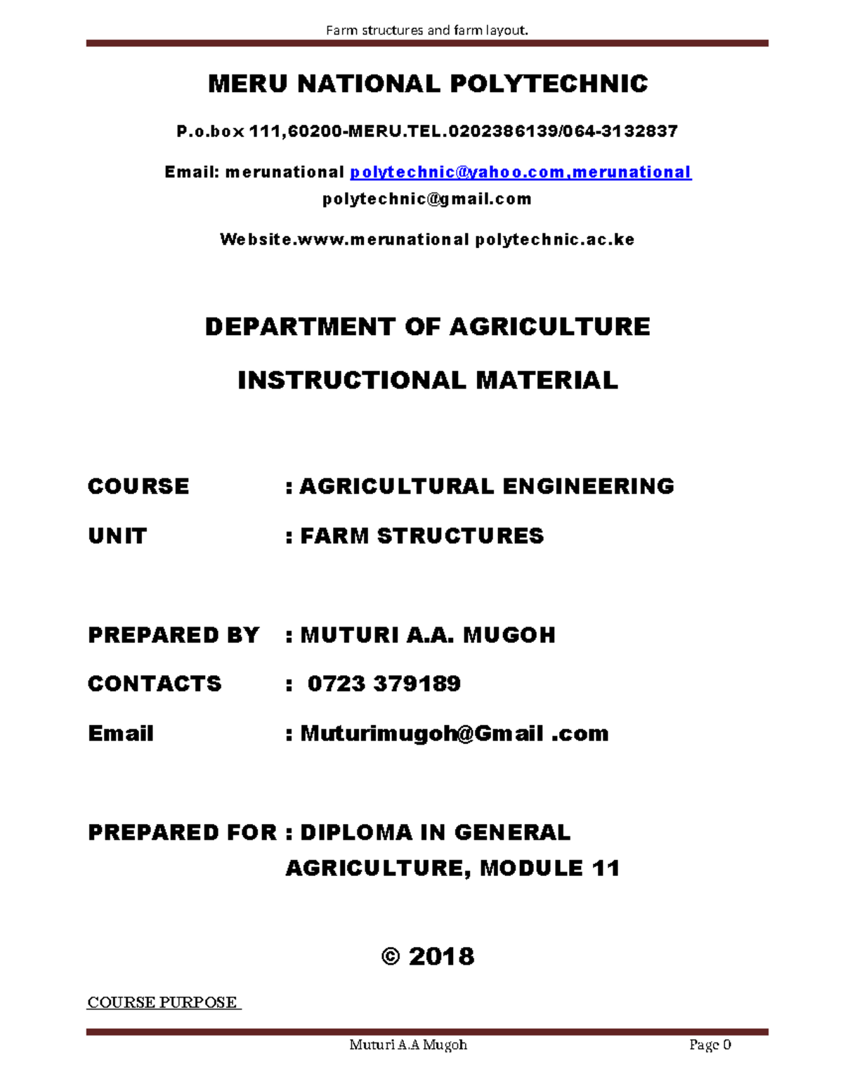 Agricultural Engineering (ENG 101): Farm Structures Overview and ...