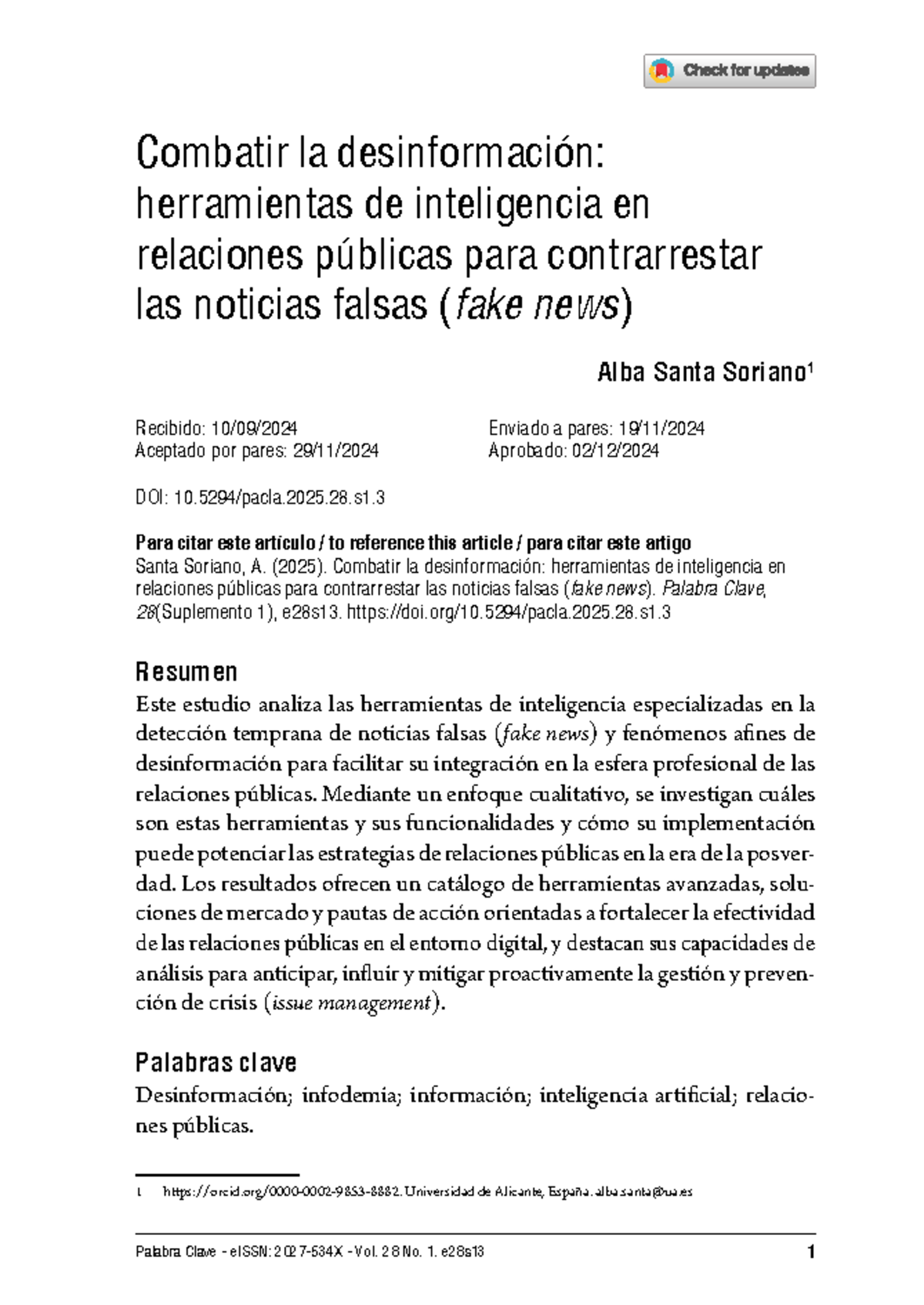 Herramientas de Inteligencia en RP para Combatir Fake News (COM-123) - Studocu