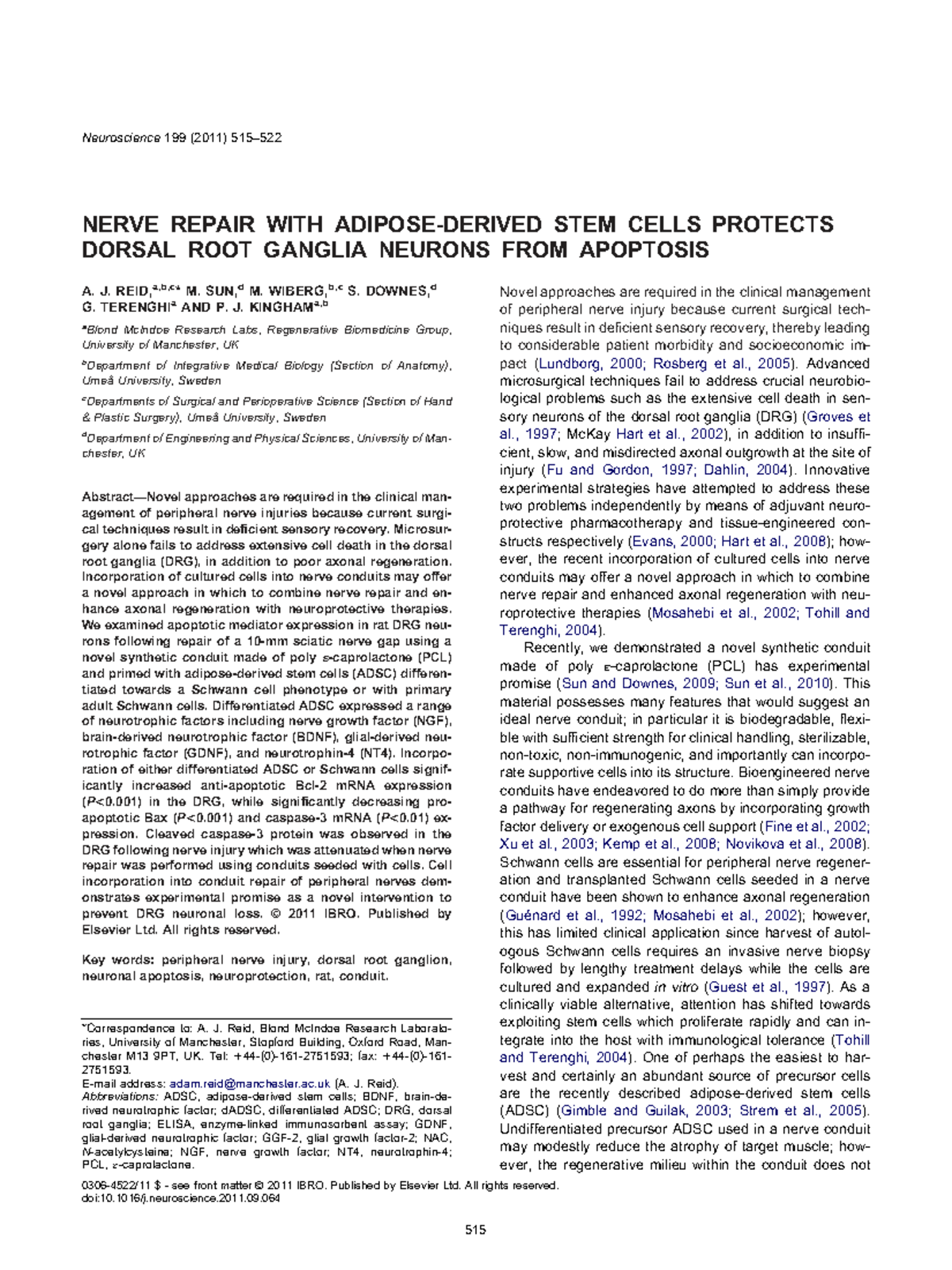 Neuroscience 199 (2011) Stem Cell-Primed Conduits Enhance DRG Neuron ...