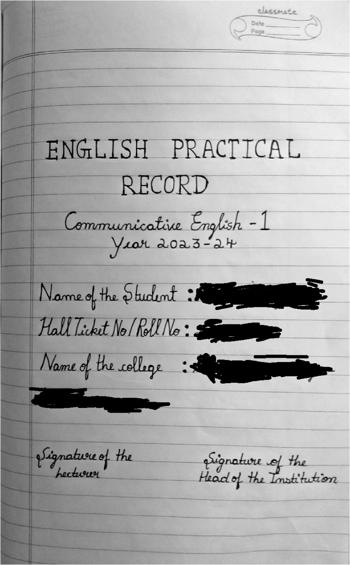 English Practical Record edited - classmate Date Page ENGLISH PRACTICAL ...