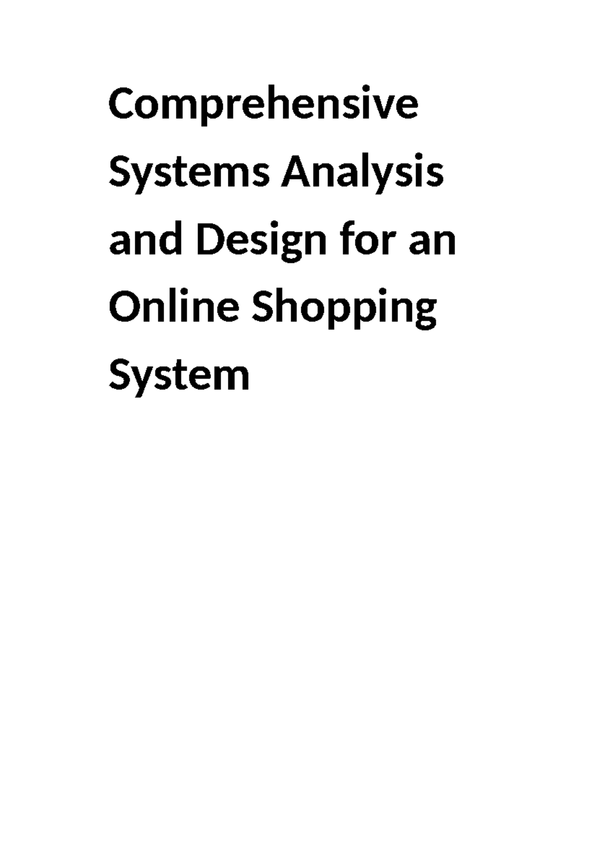 CS101: Comprehensive Systems Analysis & Design for Online Shopping ...