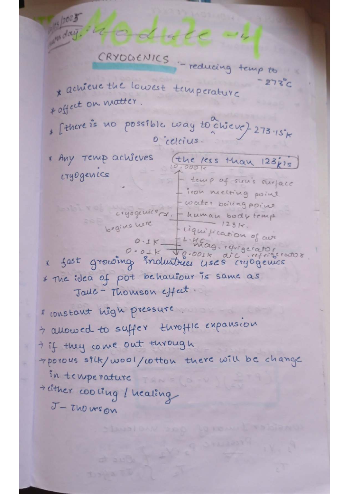 Module-4, 5 - Physics Notes on Cryogenics and Joule-Thomson Effect ...