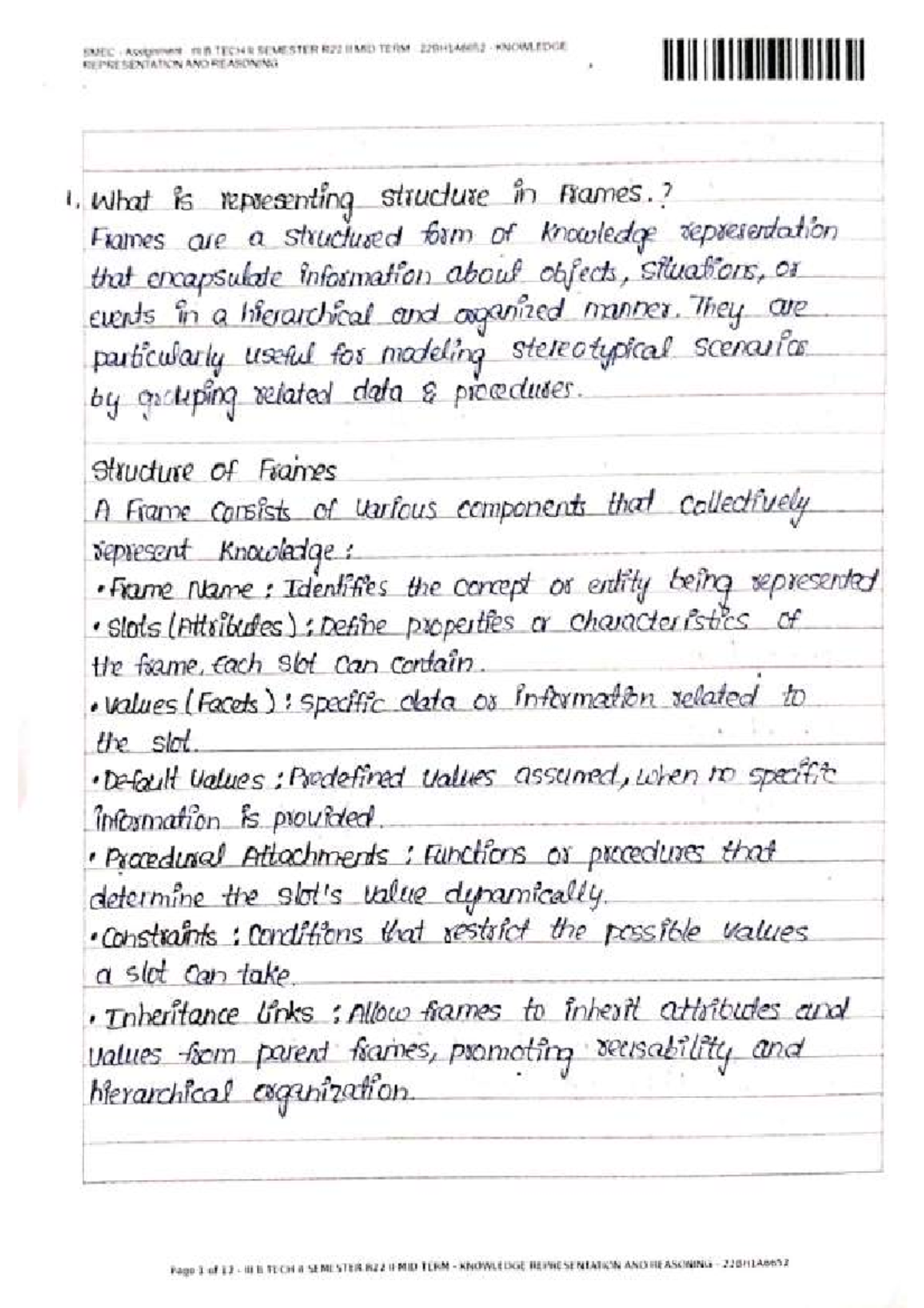 SMEC B.TECH II SEMESTER R22 MIDTERM ASSIGNMENT ON KNOWLEDGE ...