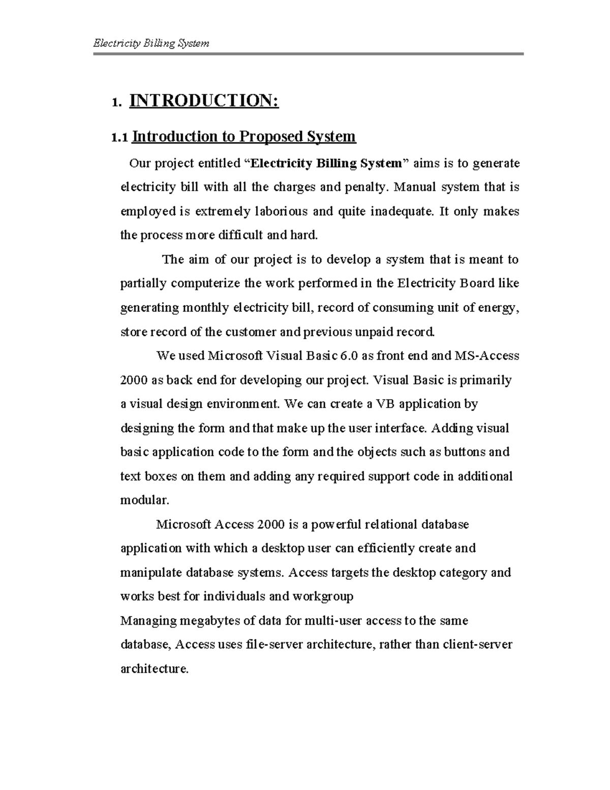 Electricity Bill Project Report - 1. INTRODUCTION: 1 Introduction to ...