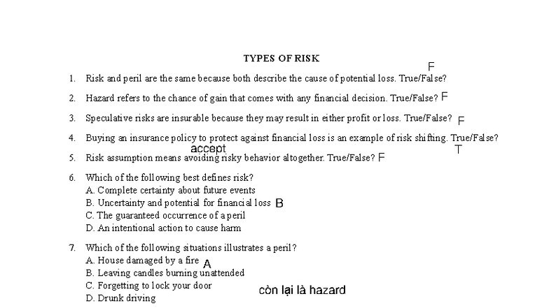 Types of Risk: Chapter 3 Notes (Version 2) - Studocu