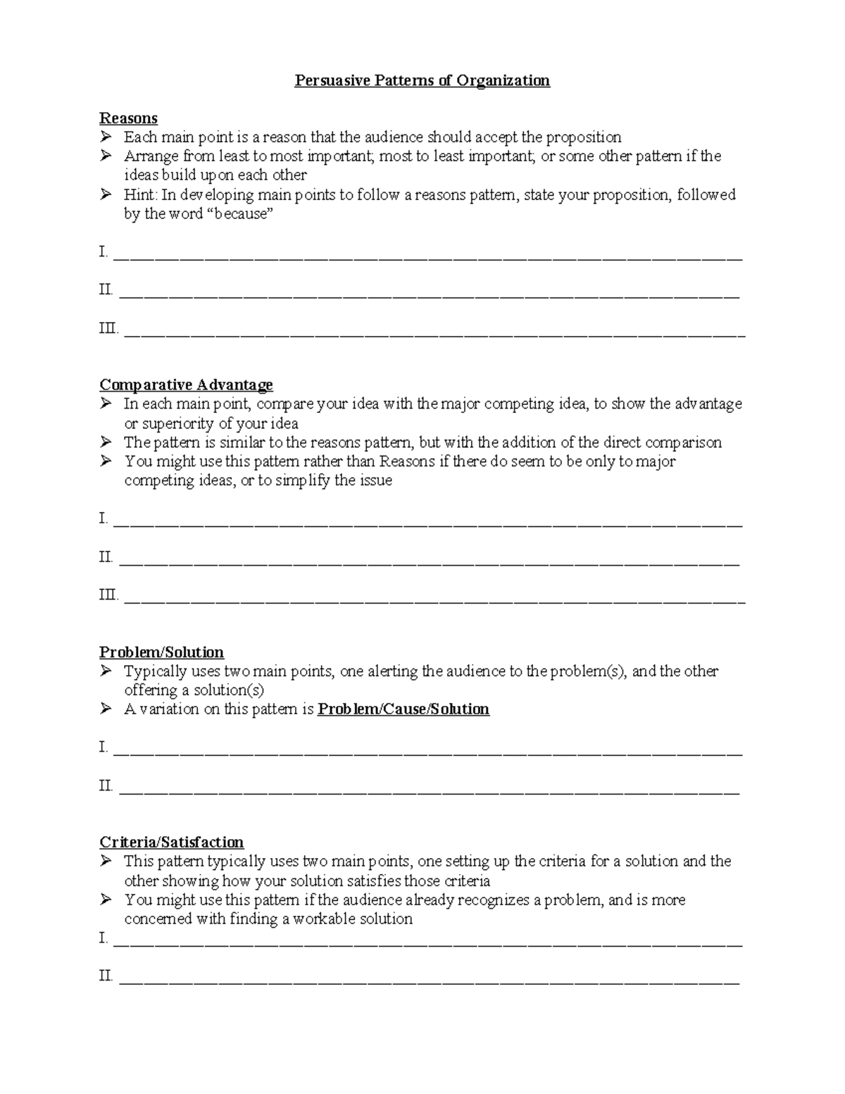 Persuasive Patterns of Organization Guide for Effective Arguments - Studocu