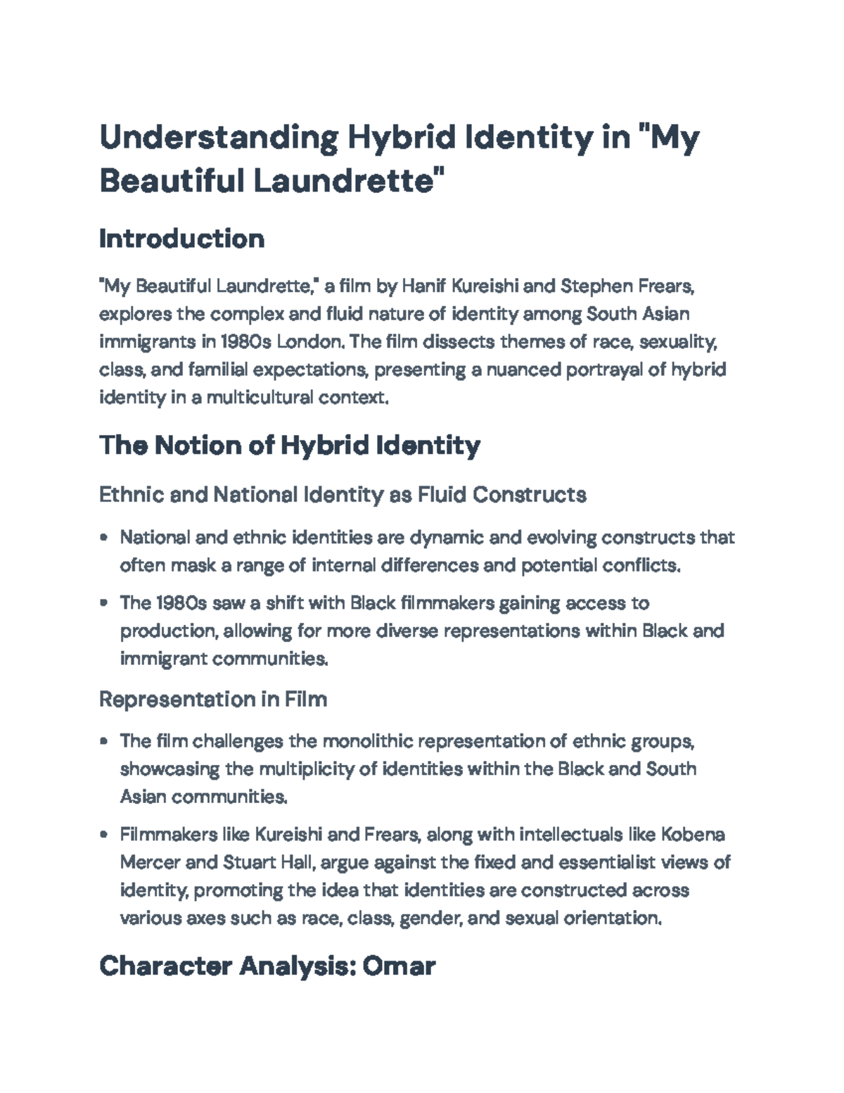Exploring Hybrid Identity in "My Beautiful Laundrette" - English 101 ...