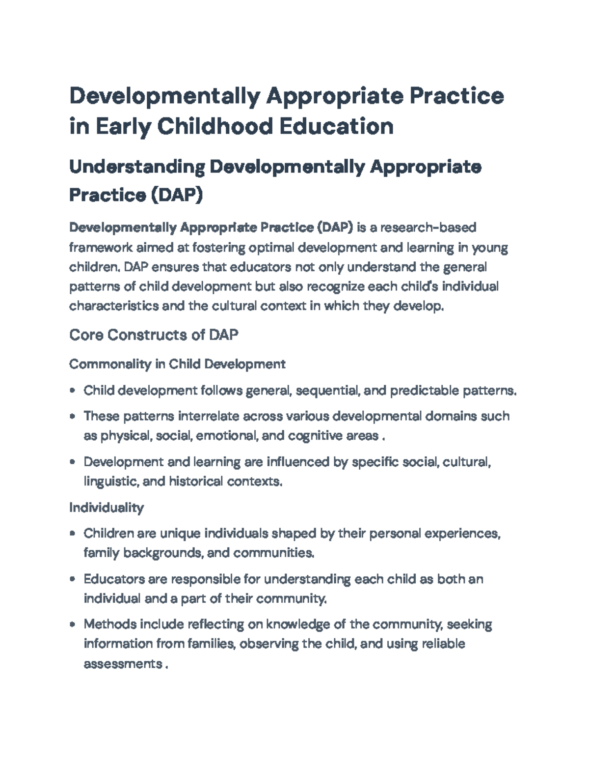 Developmentally Appropriate Practice (DAP) in Early Childhood Education ...