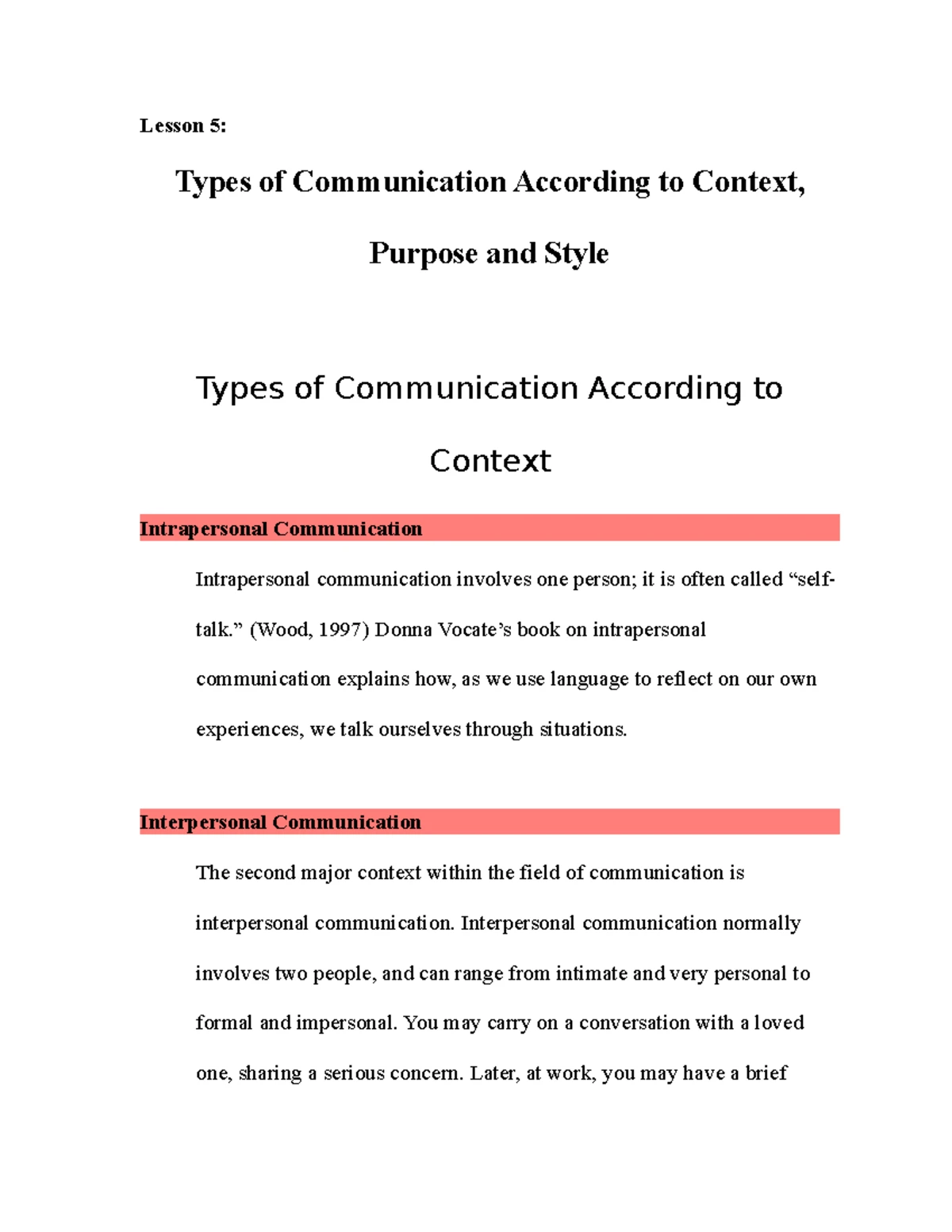 Lesson 5 Types of Communication According to Context, Purpose and Style ...