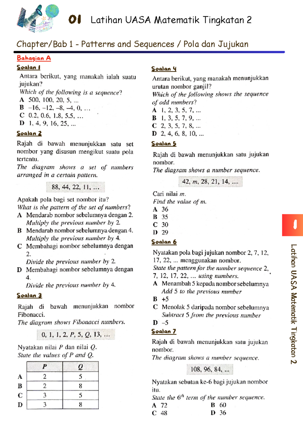 Latihan UASA Matematik Tingkatan 2: Pola dan Jujukan - Studocu
