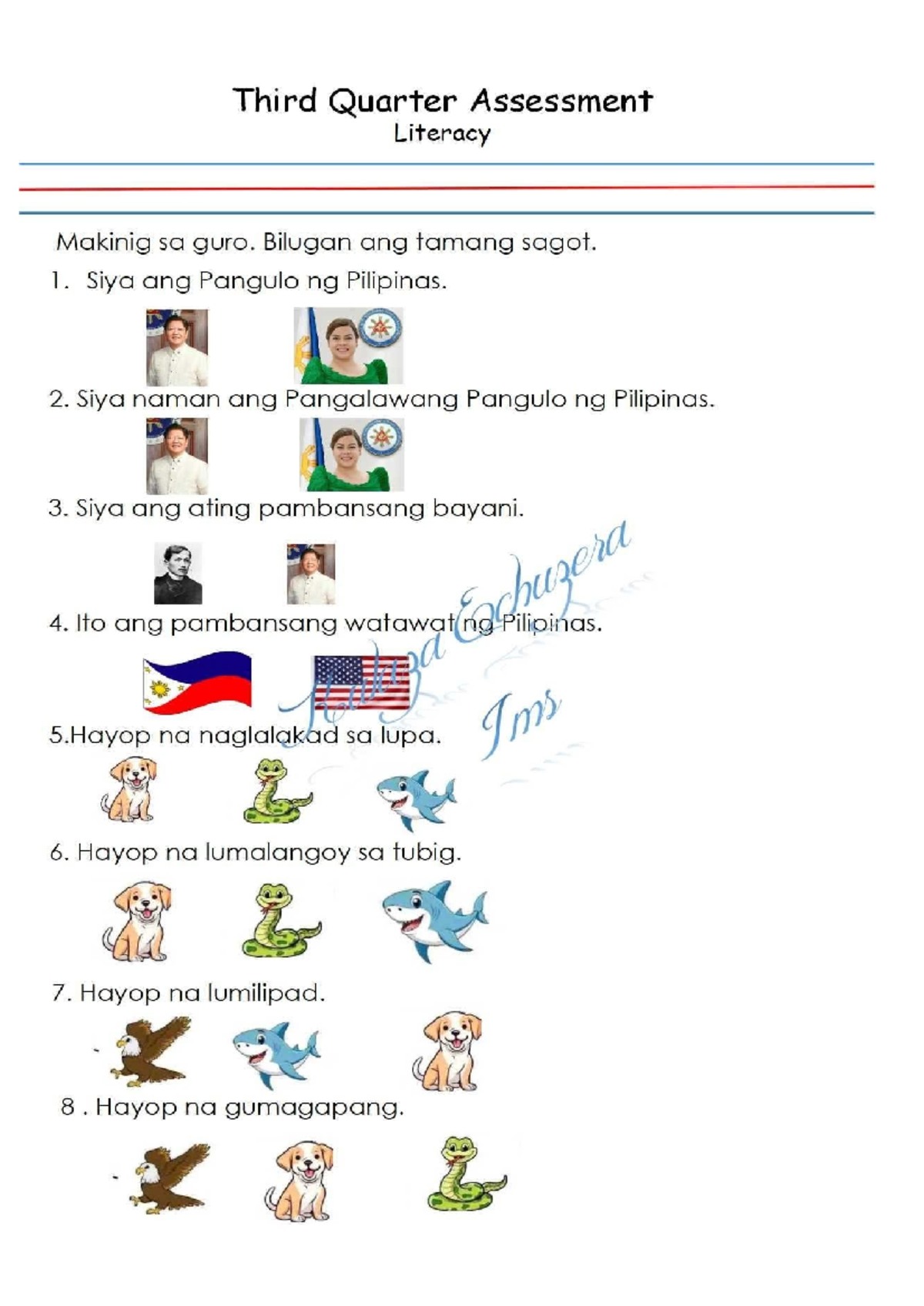 Third Quarter Assessment: Literacy and Numeracy Activities - Studocu