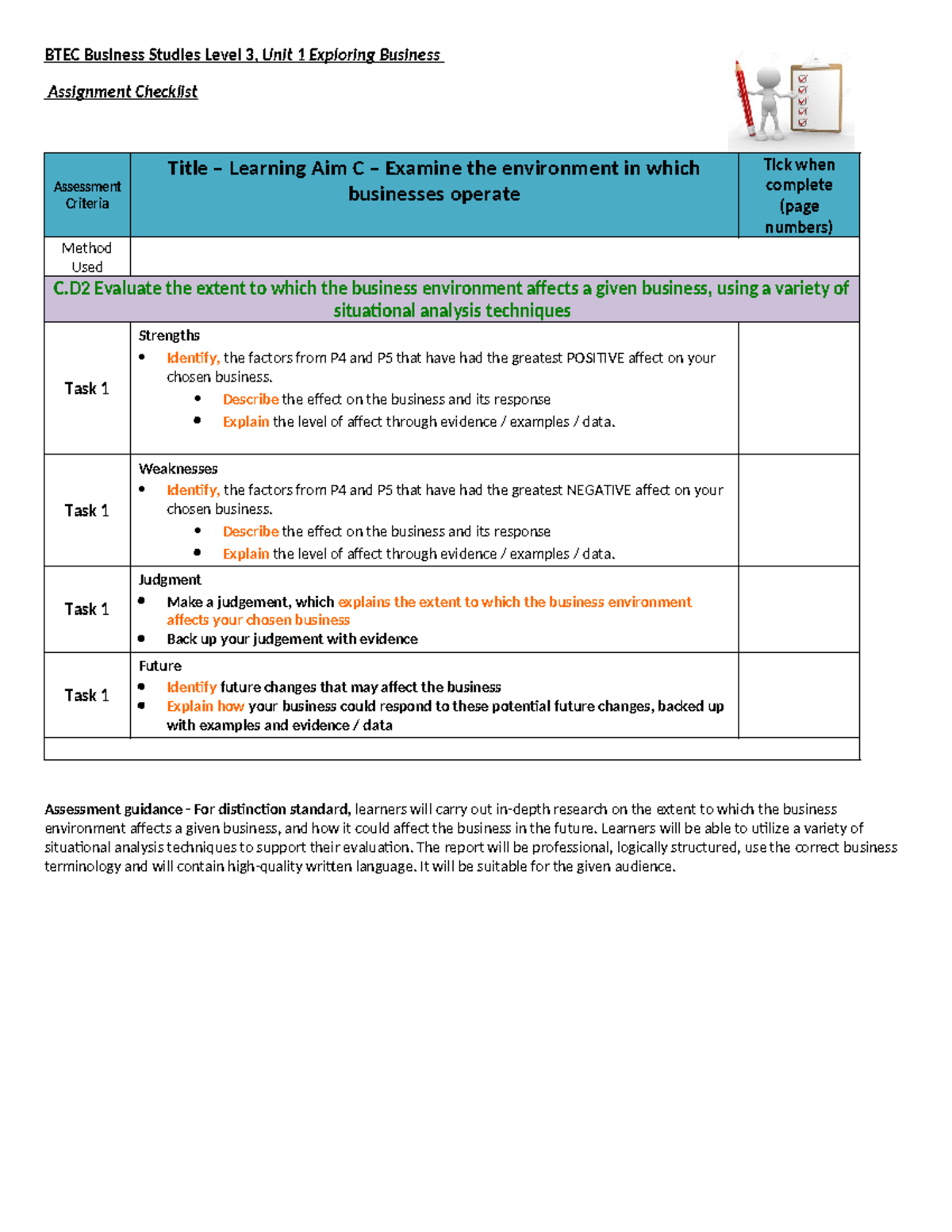 BTEC Business Studies Level 3 - Unit 1 Learning Aim C Assessment ...