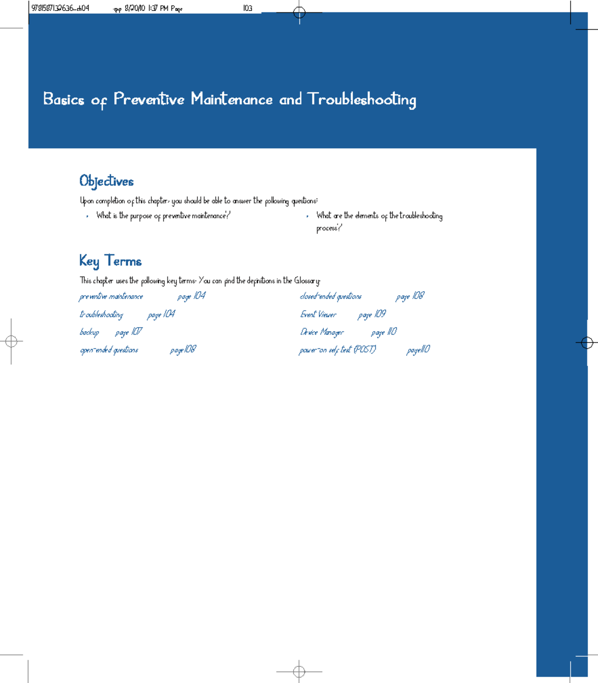 Chapter 4: Basics of Preventive Maintenance and Troubleshooting (Course Code: - Studocu