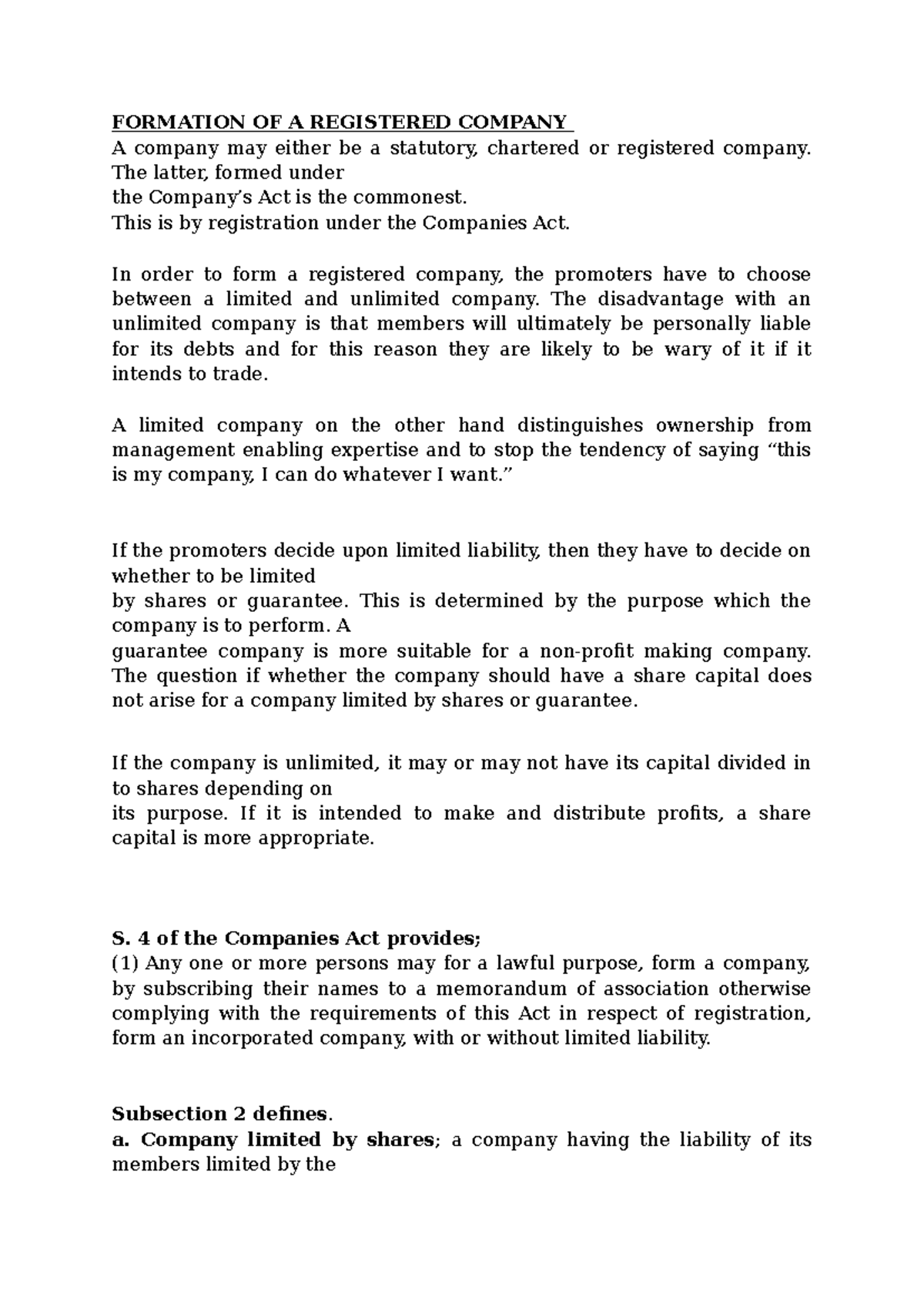 Formation of a Registered Company: Key Insights and Legal Framework ...
