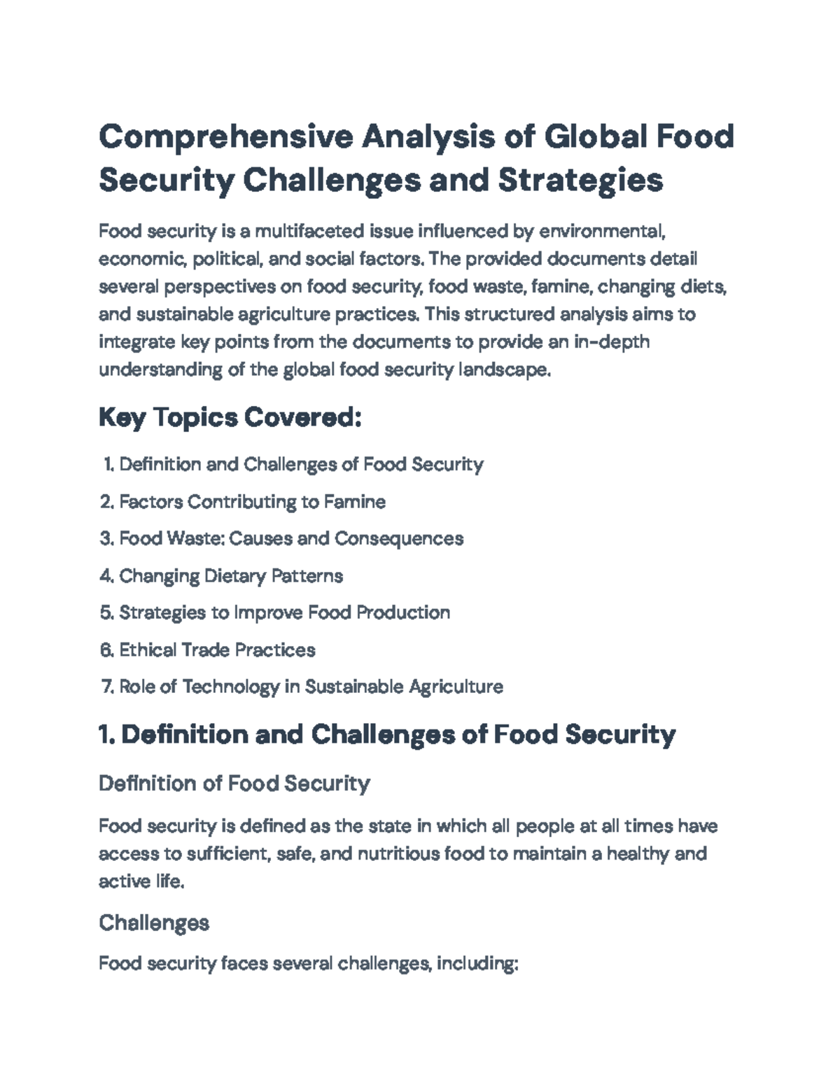Comprehensive Analysis of Global Food Security Strategies and ...