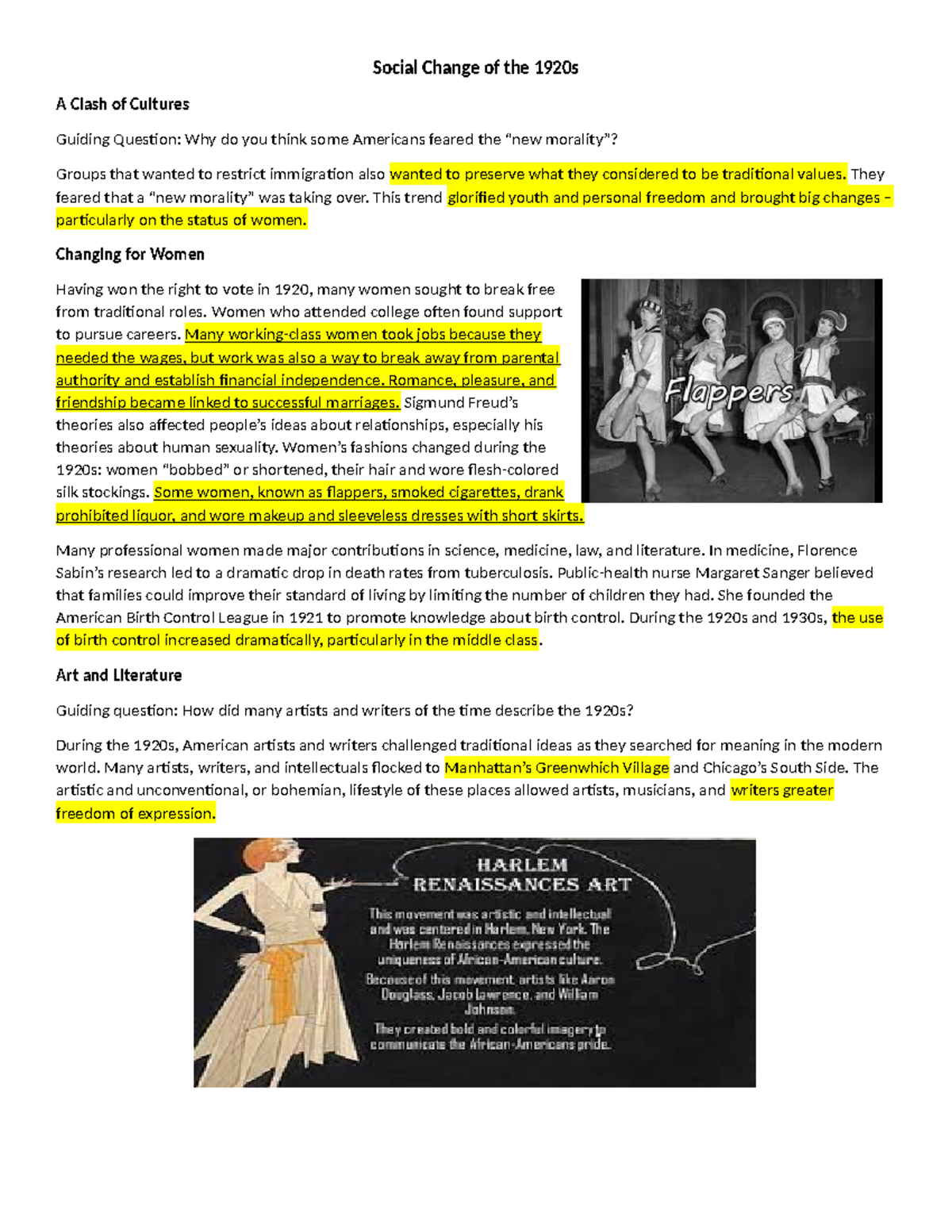 Social Change in the 1920s: Cultural Shifts and Artistic Expression ...