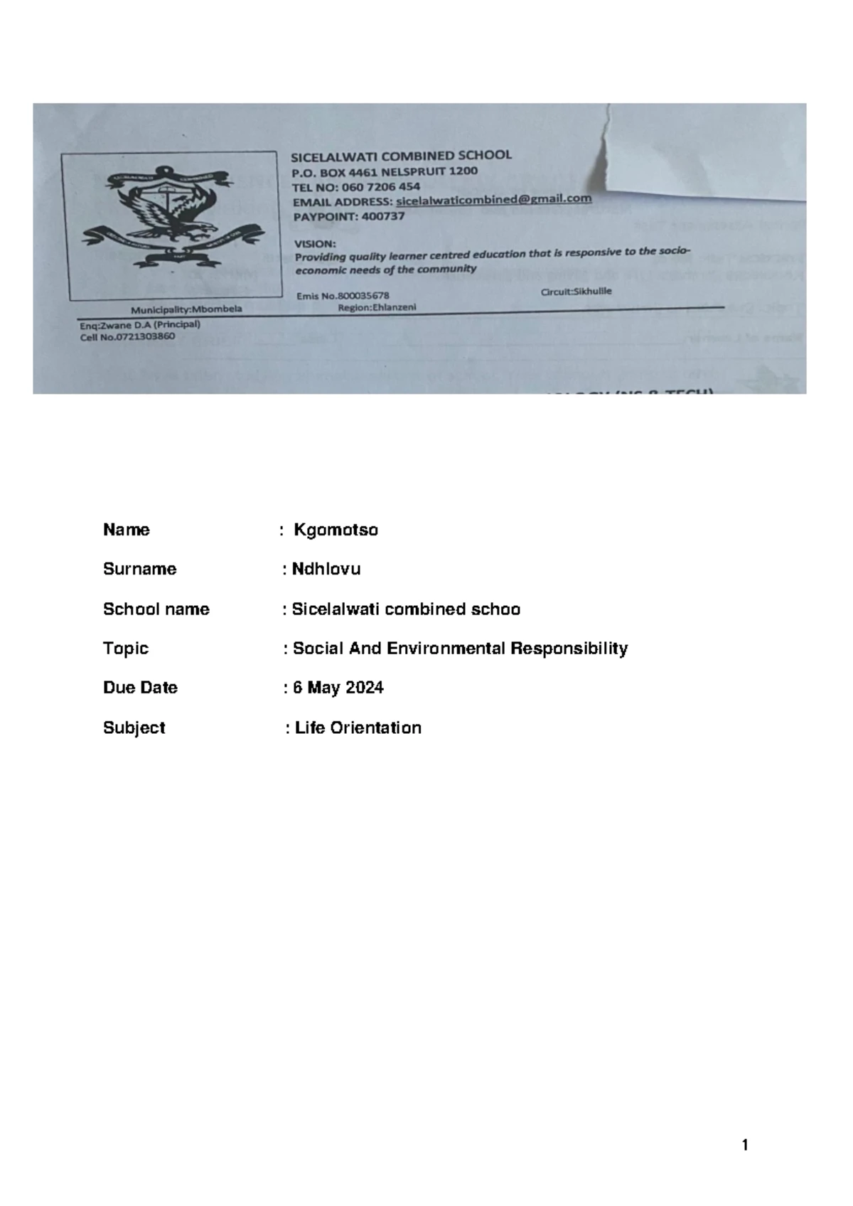 Life Orientation Grade 12 Term 2 Project QP 2024 - Vhembe District ...