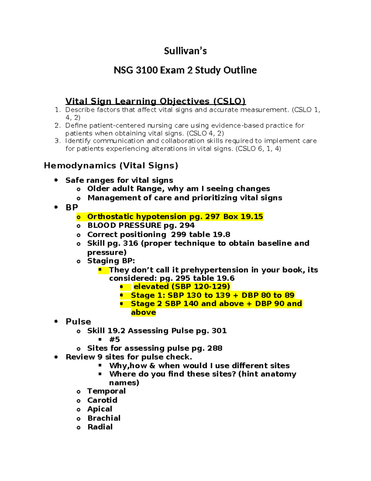 NSG 3100 Exam 2 Study Guide: Vital Signs & Infection Control - Studocu