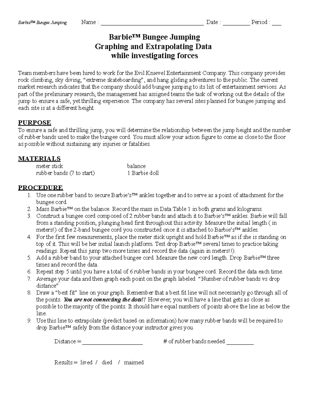 1 - LAB - Barbie Bungee Jump: Data Analysis & Graphing Mechanics - Studocu
