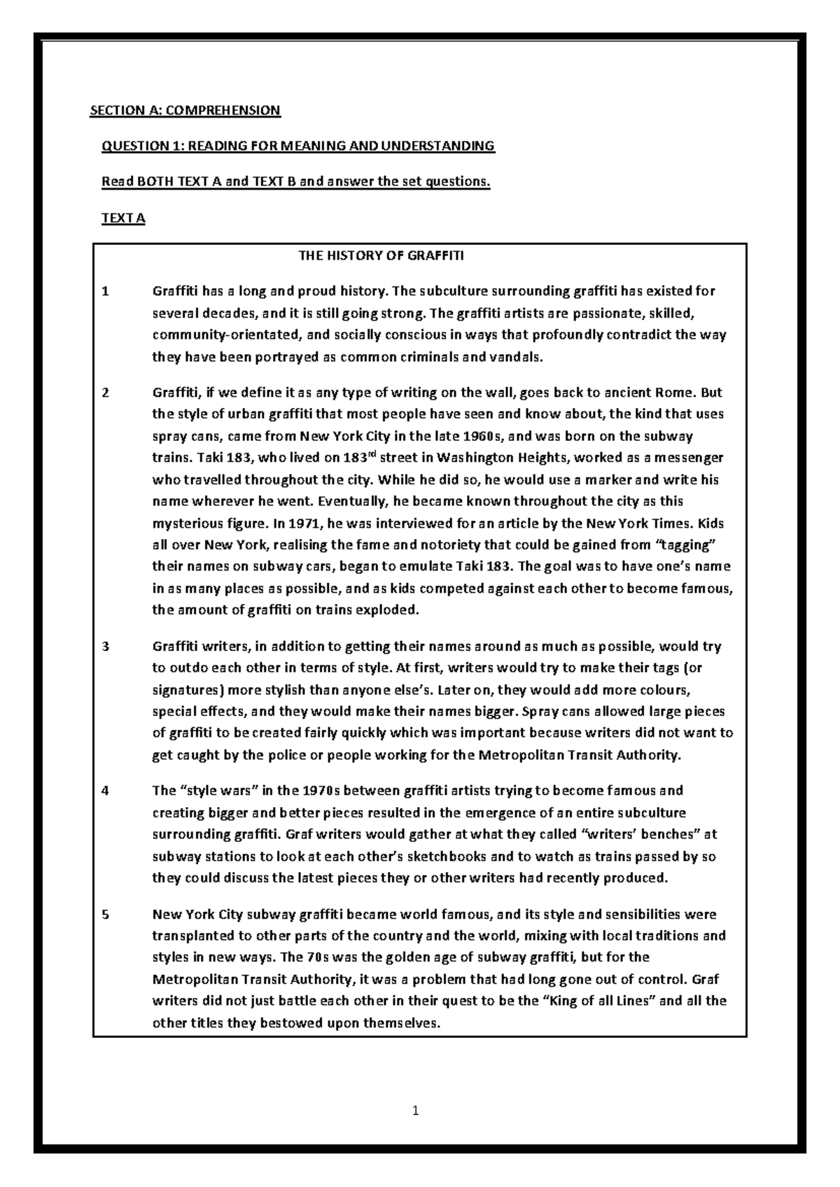 English Grade 10 Paper 1: Comprehension, Summary, and Language Skills ...