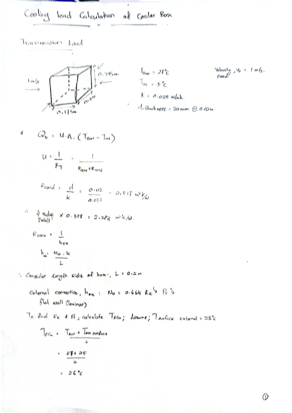 Cooling Load Calculation for Cooler Box - MBIO K Final Exam - Studocu