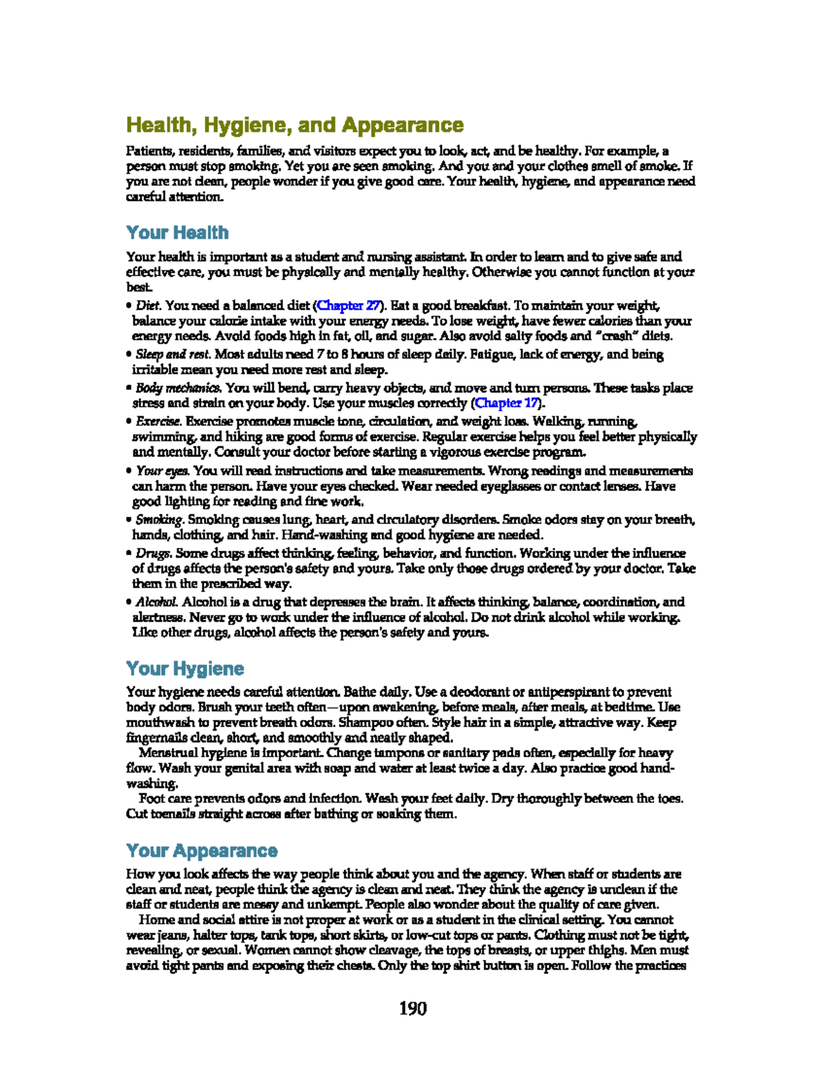 Health, Hygiene, and Appearance in Nursing Assistants (NUR 101) - Studocu