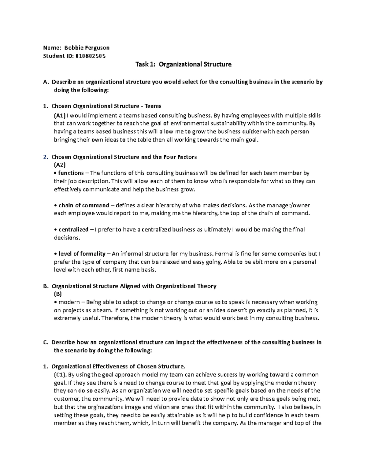 D078 Task 2 - Passed - D078 TASK 2 SUBMISSION Task 2: Legal and Ethical ...
