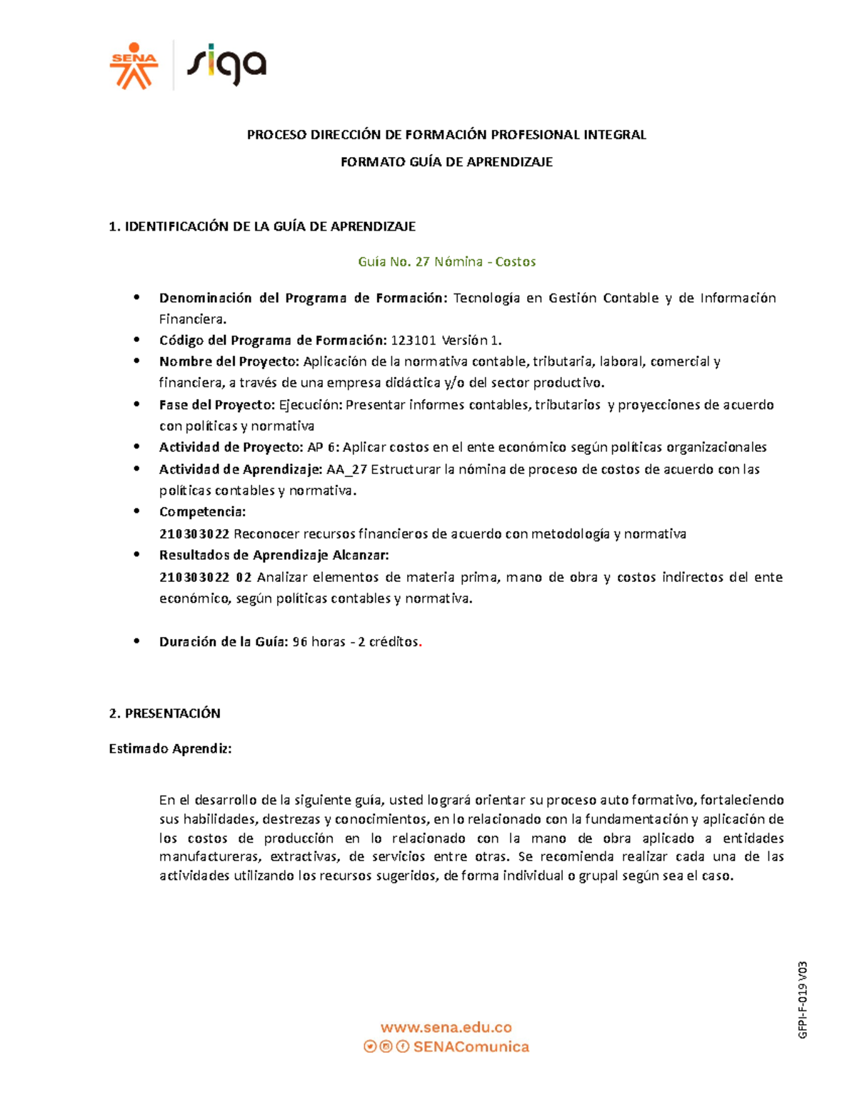 Guía 27 Nomina-costos (2) darlez - PROCESO DIRECCIÓN DE FORMACIÓN ...