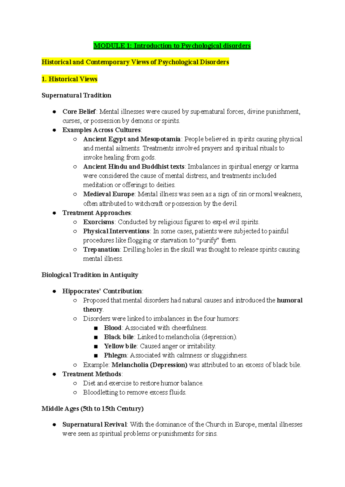 Psychopathology - Lecture Notes (Module 1: Psychological Disorders ...