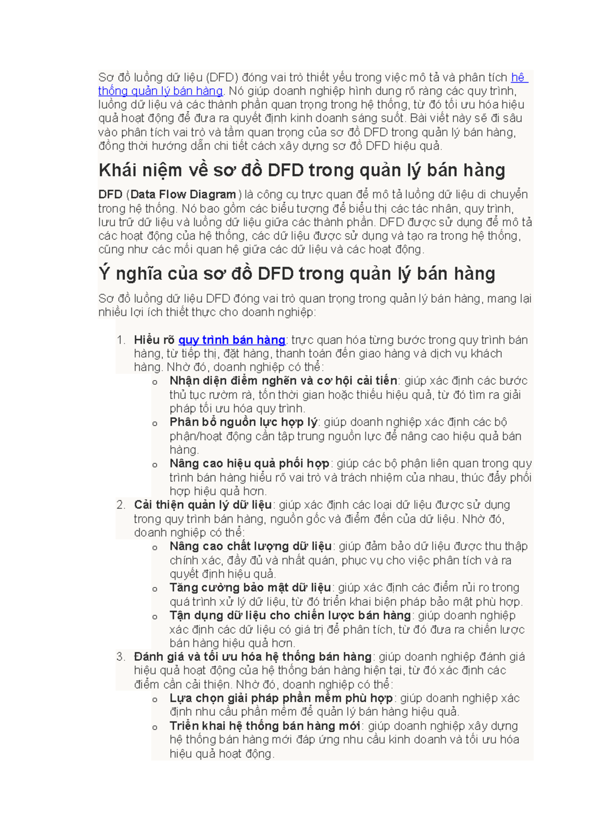 Hướng dẫn vẽ DFD cho hệ thống thông tin quản lý bán hàng - Studocu