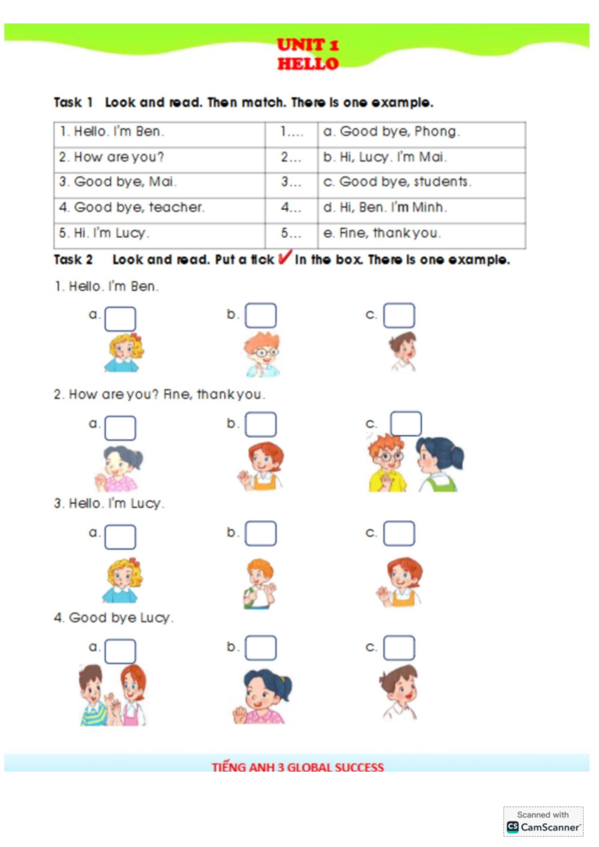UNIT 1 LESSON 3 REVIEW - TIENG ANH 3 GLOBAL SUCCESS - Studocu