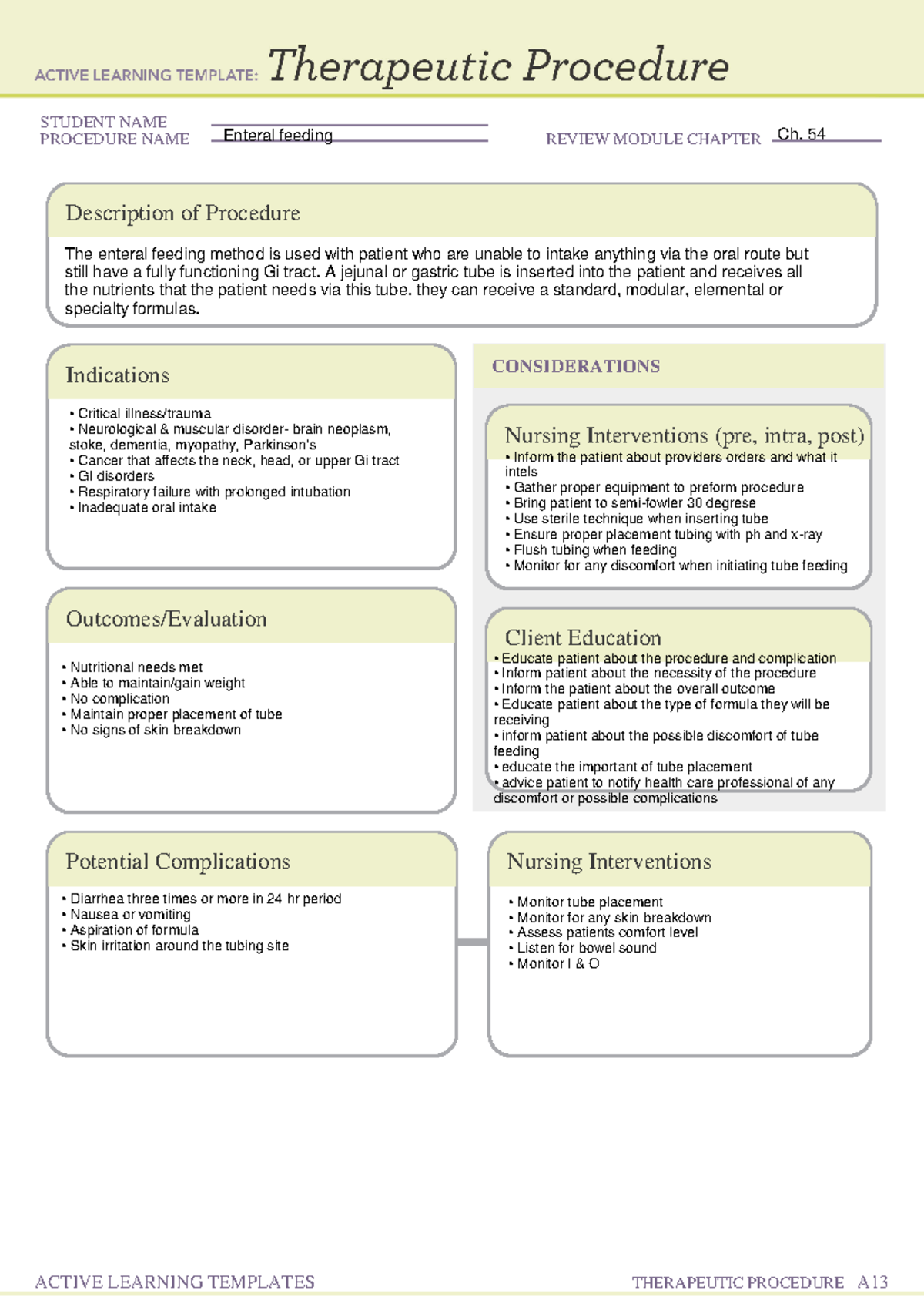 ATI Template: Enteral Feeding Procedure Overview & Nursing ...