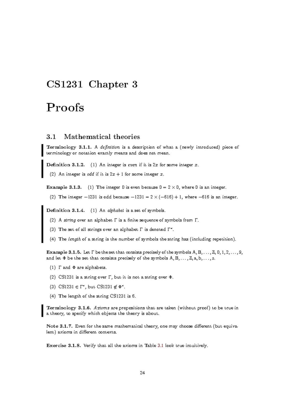 CS1231 Lecture Notes: Chapter 3 - Mathematical Proofs and Theories ...