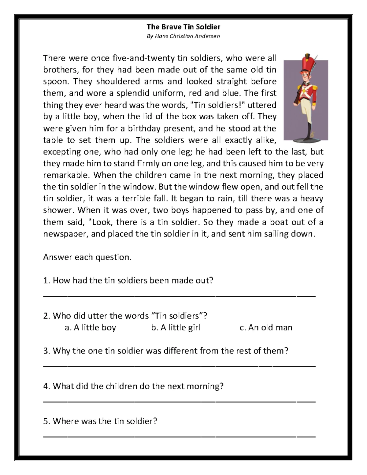 4th grade 4 reading pool fit for hedgehog - Read the short story. Then ...