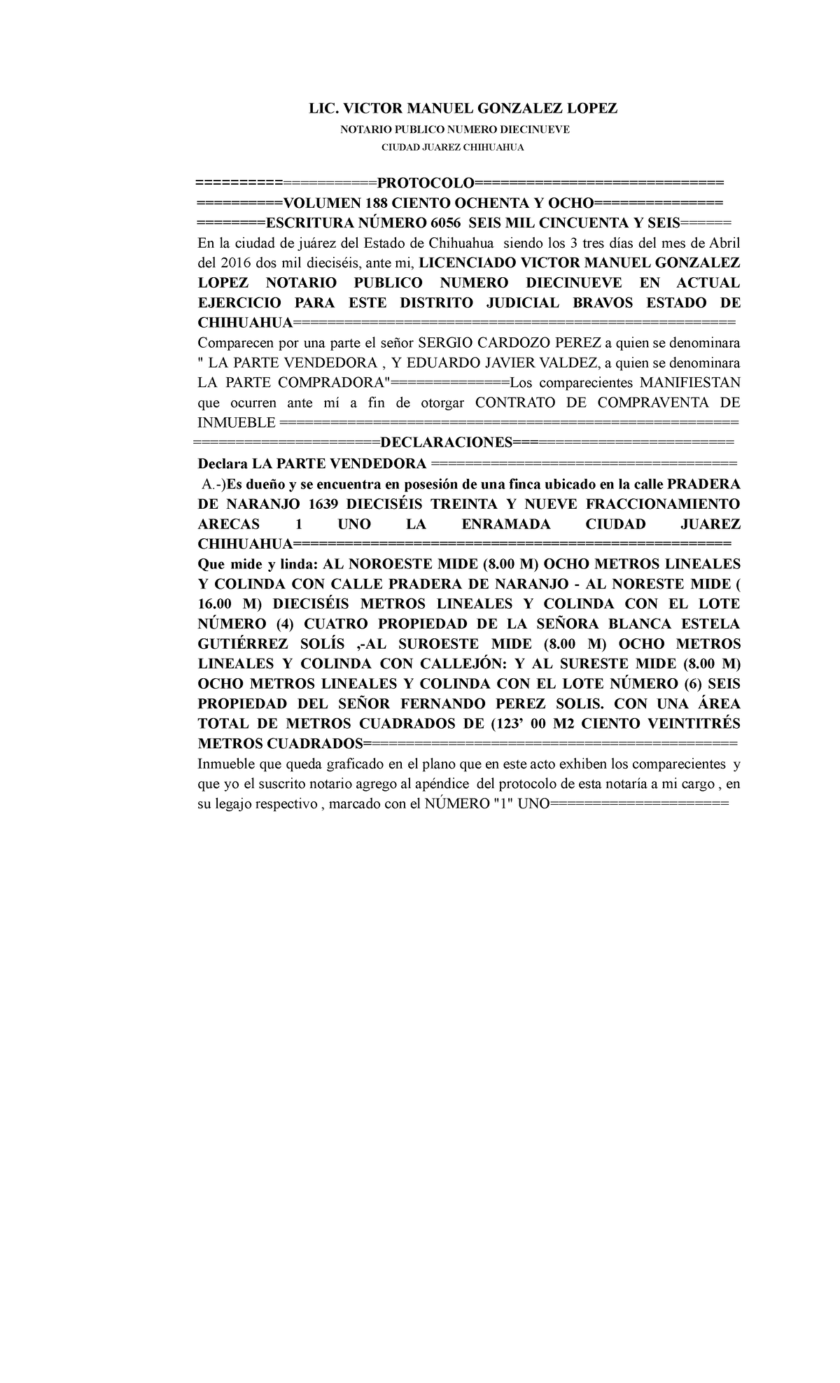 Contrato de Compraventa de Inmueble - Notaría 19, Ciudad Juárez - Studocu