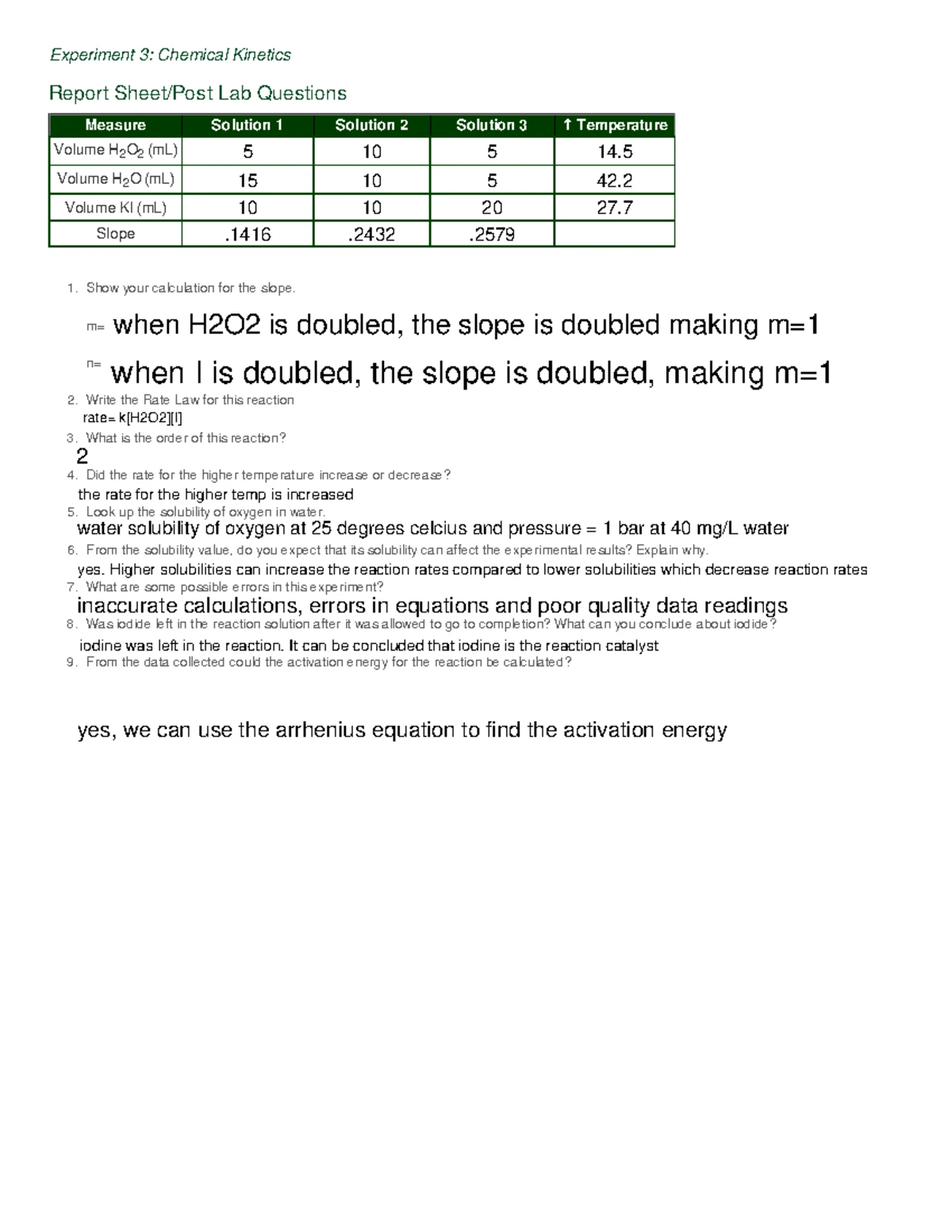 Experiment 1 - Graphs - lab - Experiment 1: Heat of Solution Graph ...