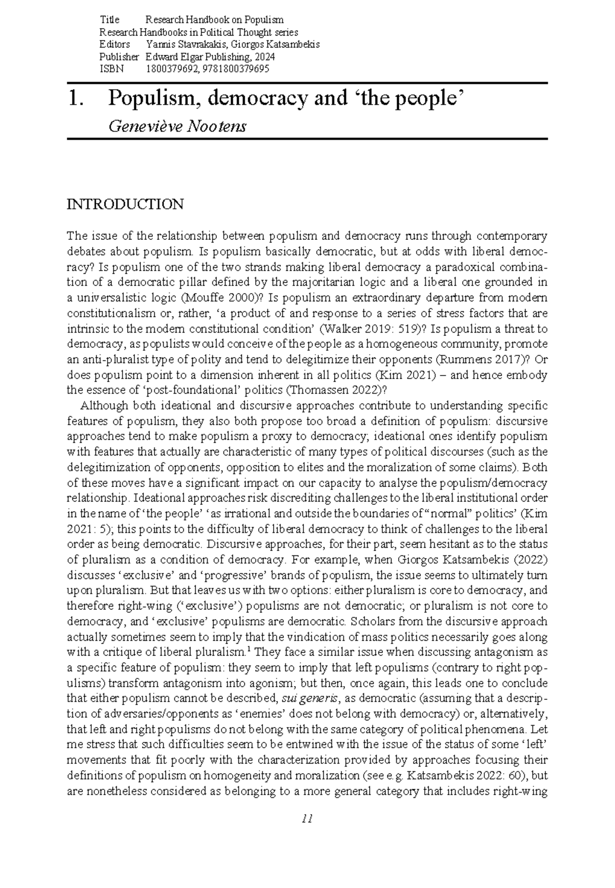 Research Handbook on Populism: Ideology, Discourse, and Democracy - Studocu