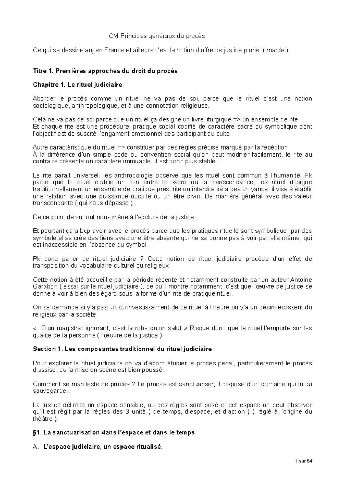 CM - Principes Généraux du Procès : Rituel Judiciaire et Justice ...