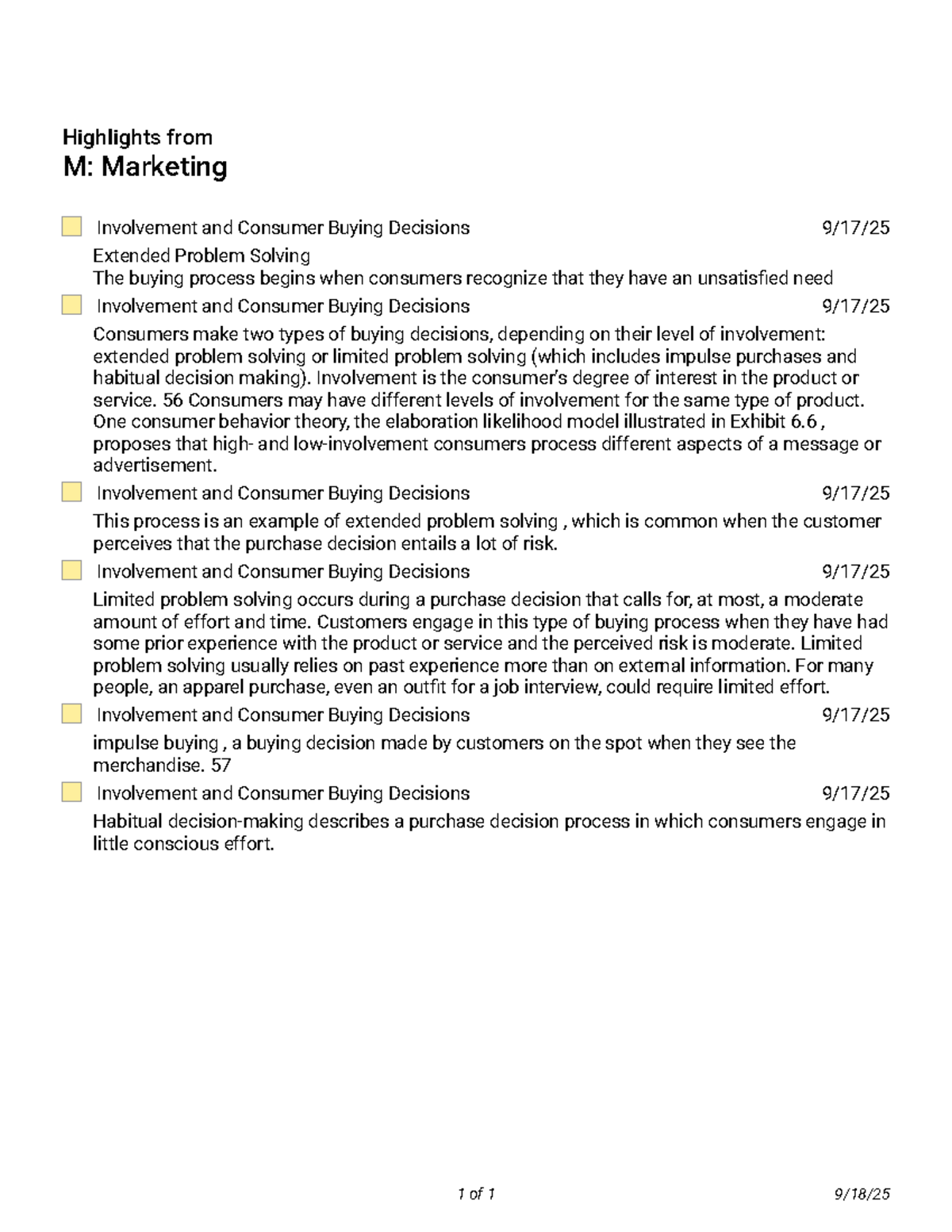 Involvement and Consumer Buying Decisions - MKT 101 Lecture Notes - Studocu