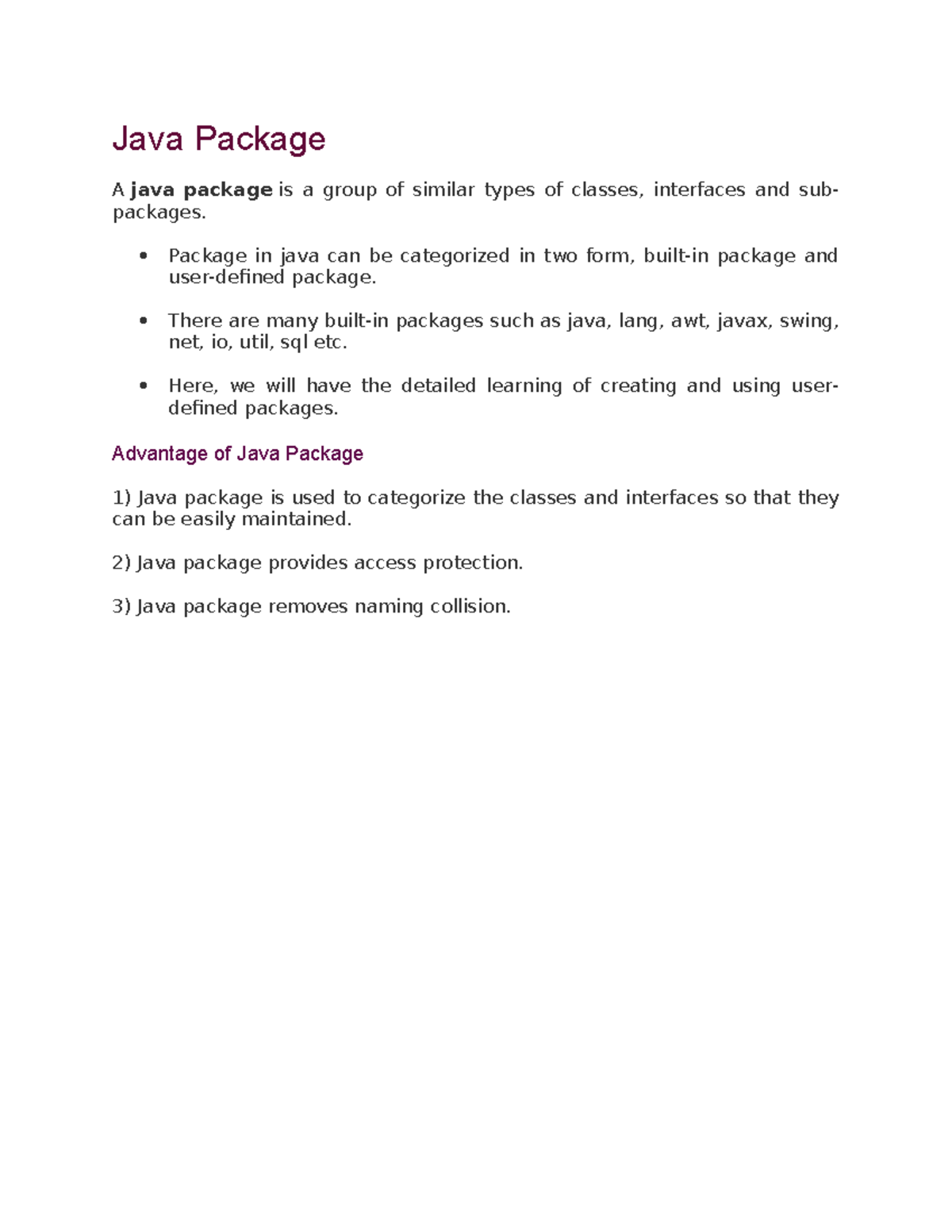 Packages - Package syntax and explanation - Java Package A java package ...